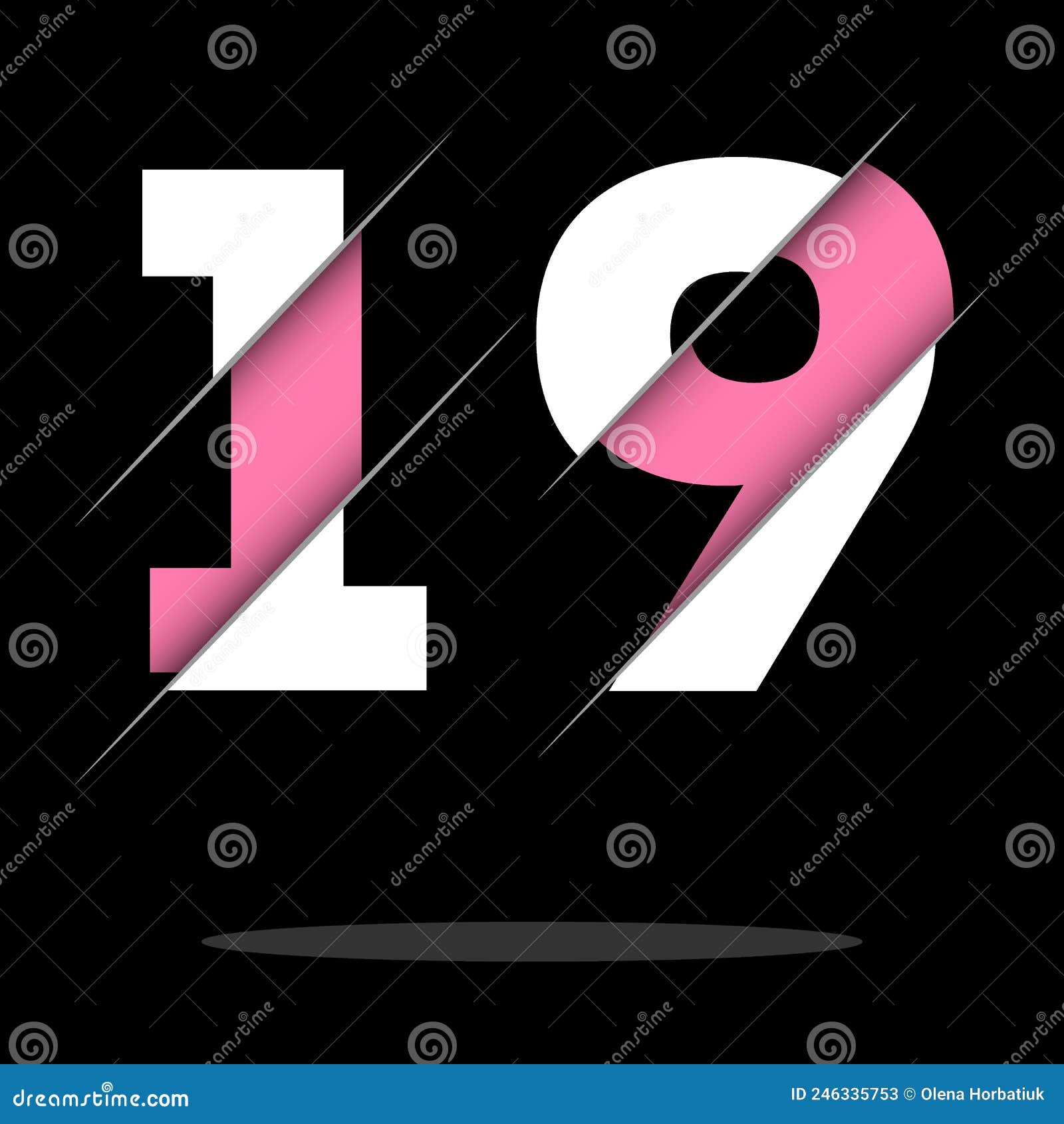 19 1 9 Number Logo Design with a Creative Cut and Black Circle ...