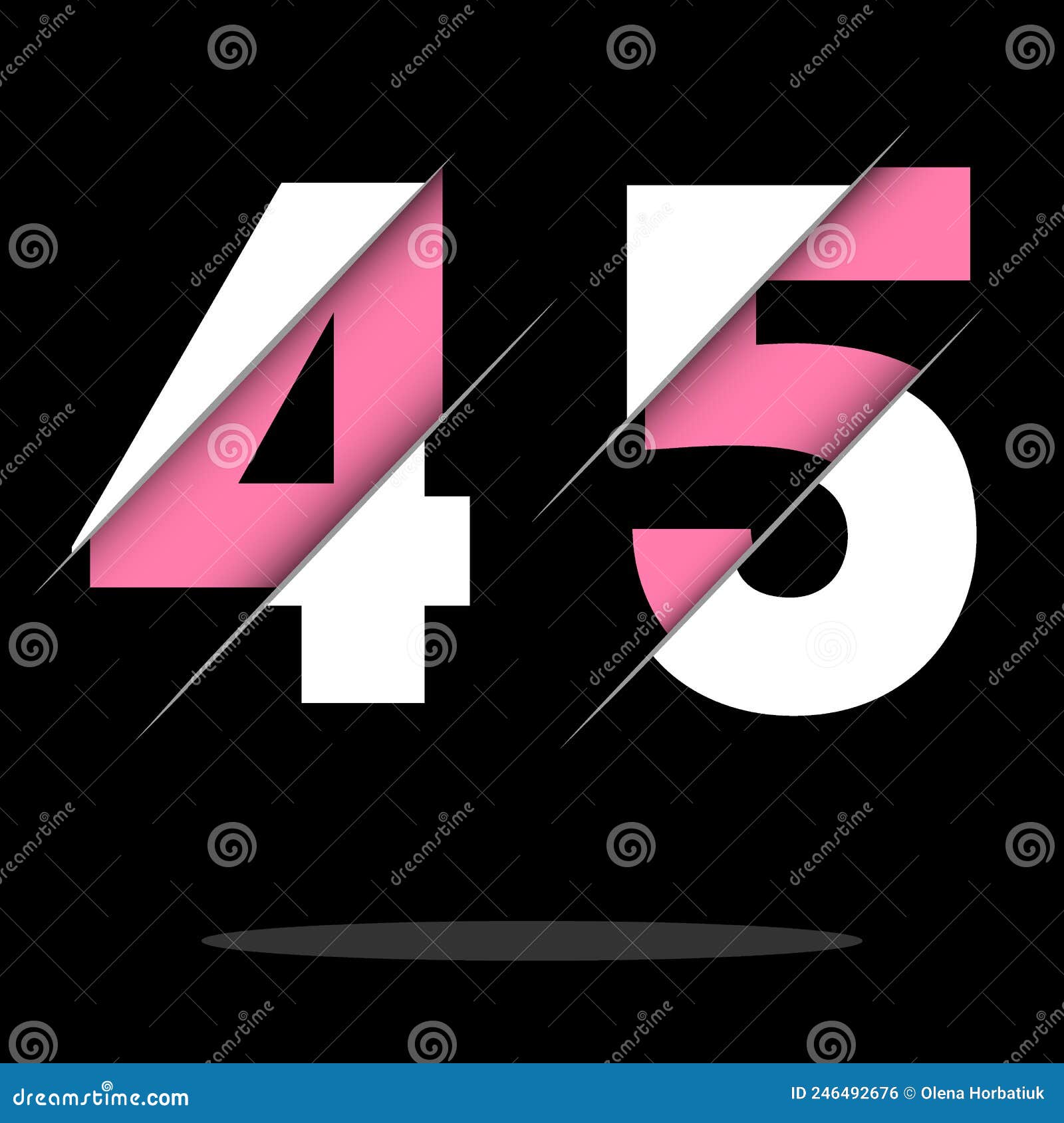 45 4 5 Number Logo Design with a Creative Cut and Black Circle ...