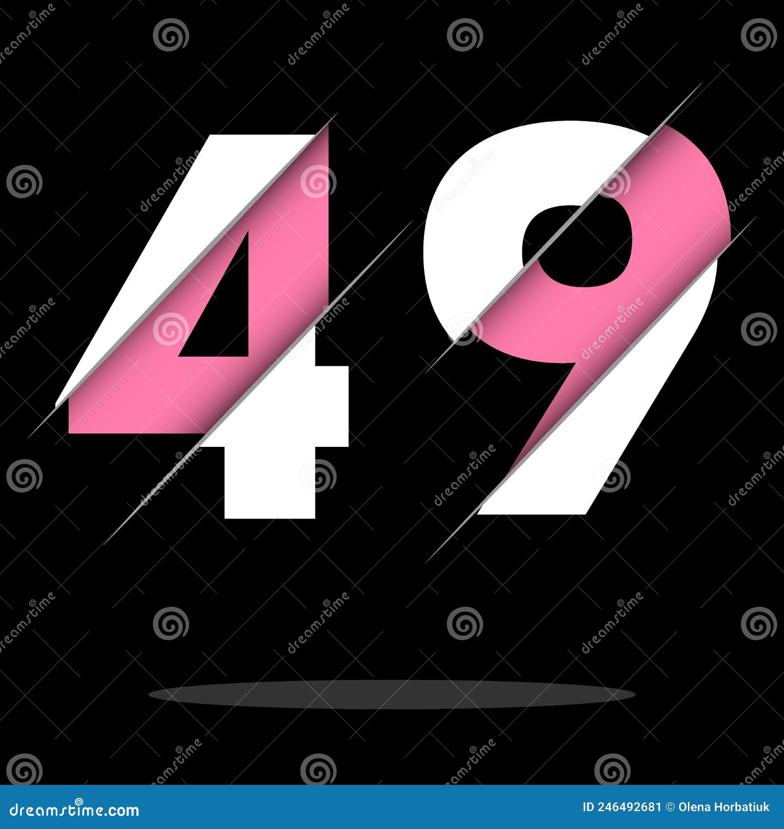 49 4 9 Number Logo Design with a Creative Cut and Black Circle ...