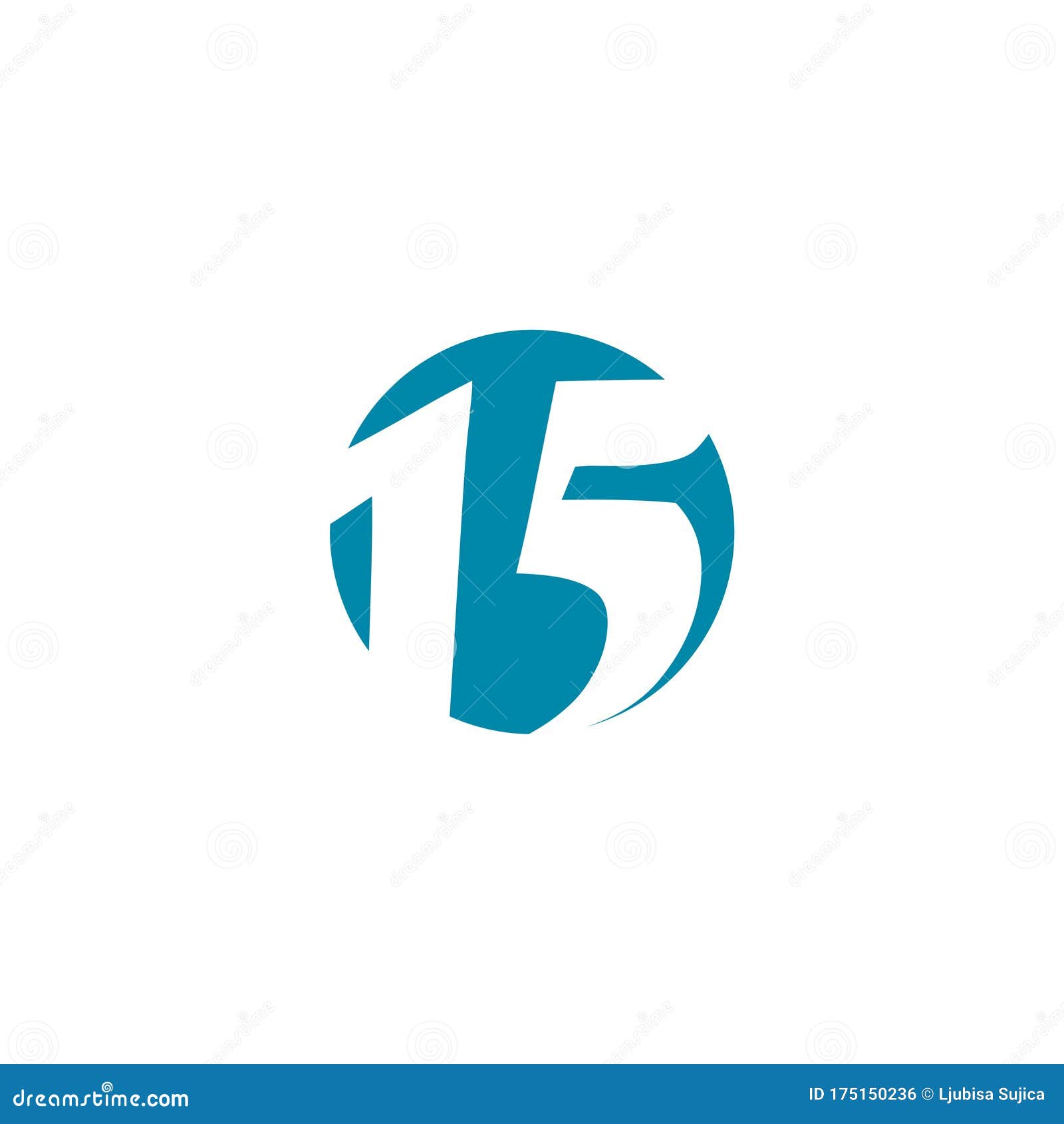 15 Number Logo Design Icon Isolated on White Background Stock ...