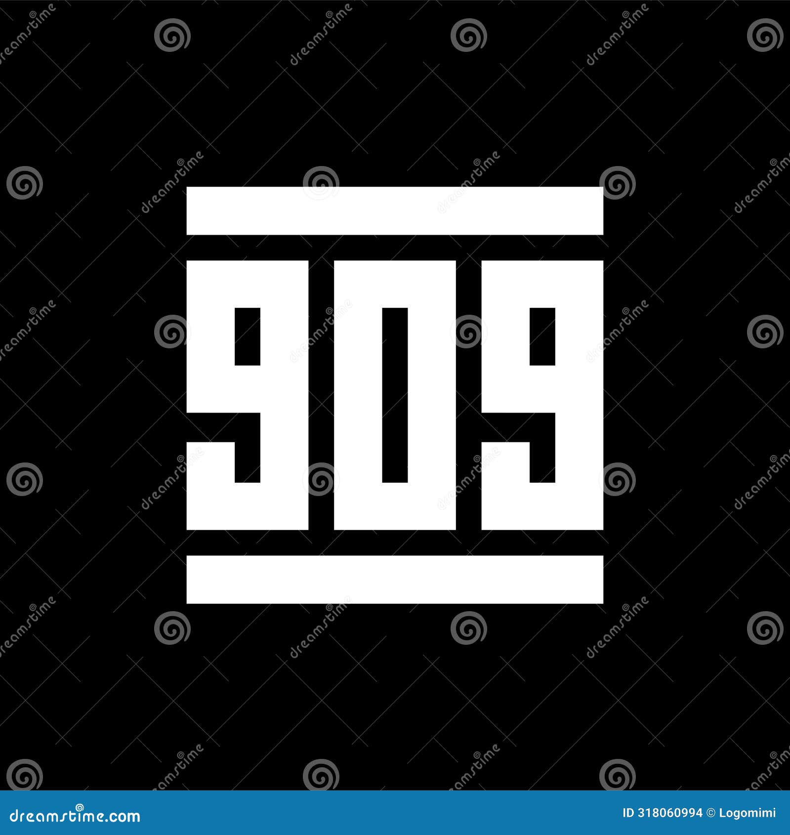 Number 909 Logo Design Template Elements, White On Black Background ...
