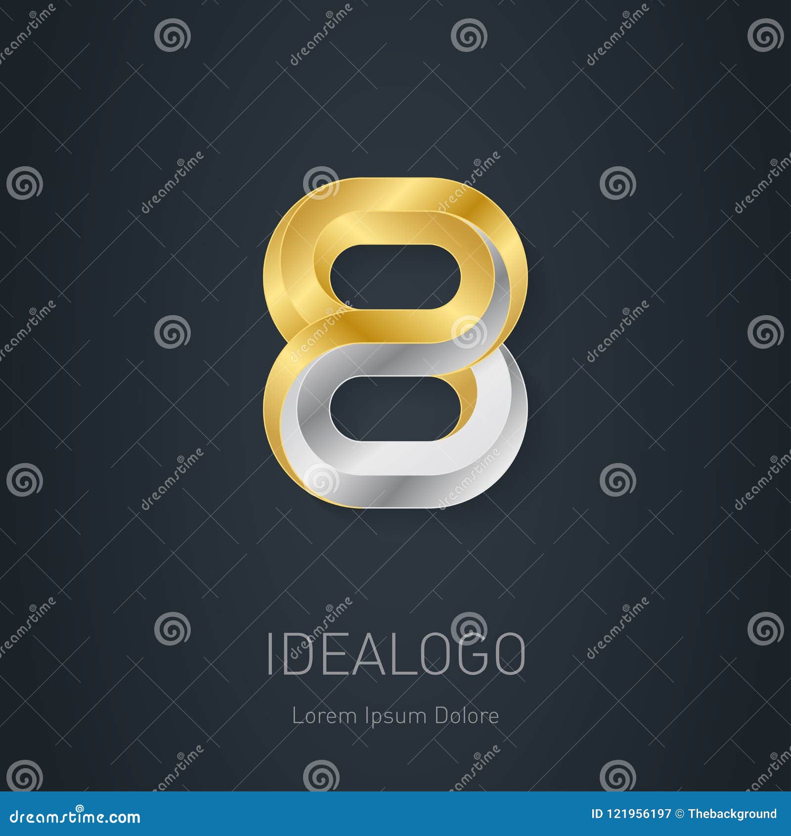 Number 8 Logo Design Template. Gold and Silver Vector Illustrati Stock ...