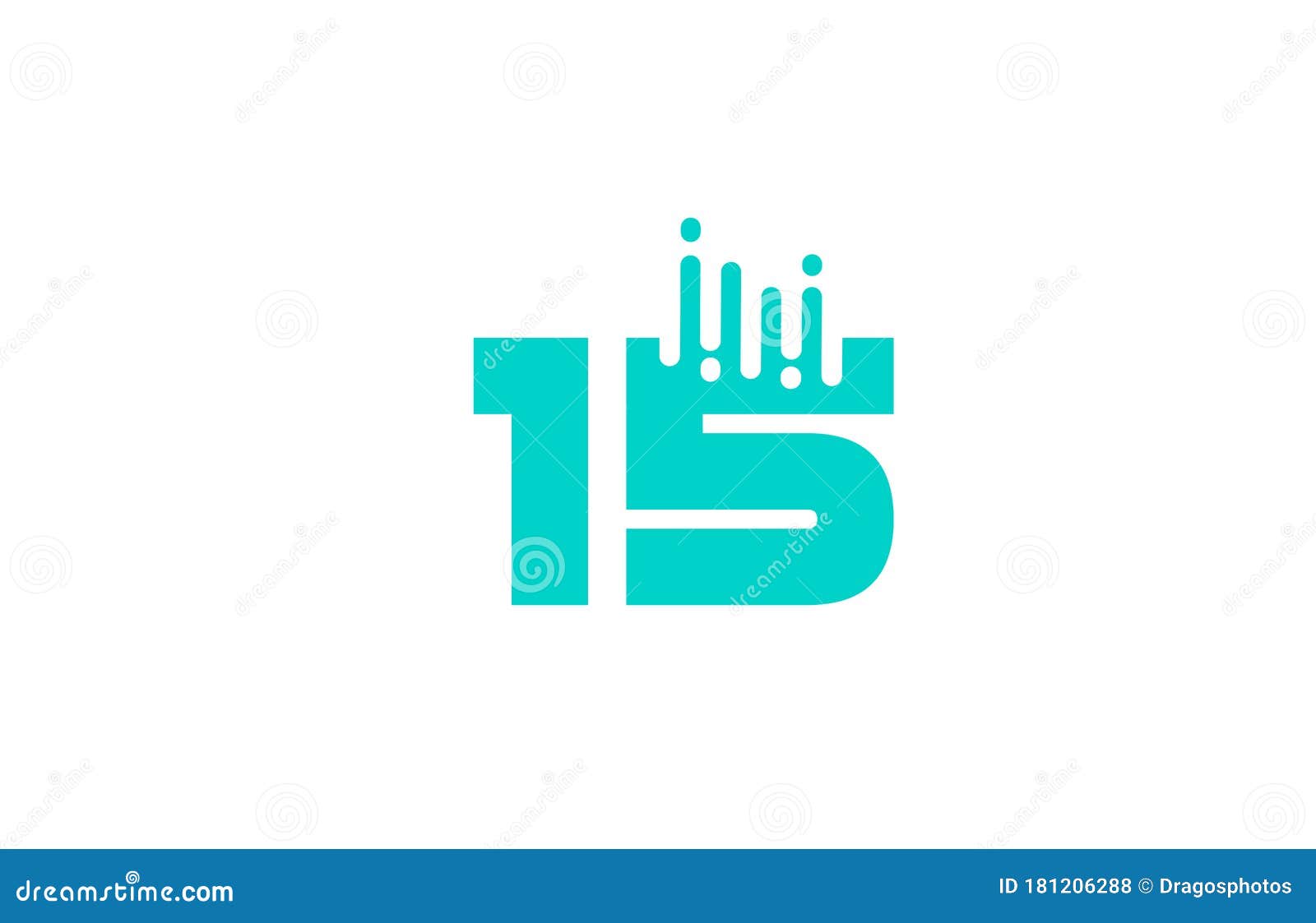 15 Number Logo Icon for Business and Company Stock Vector ...
