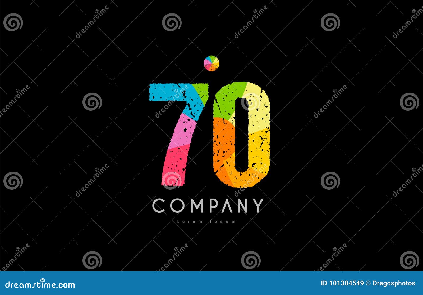 70 Number Grunge Color Rainbow Numeral Digit Logo Stock Vector ...