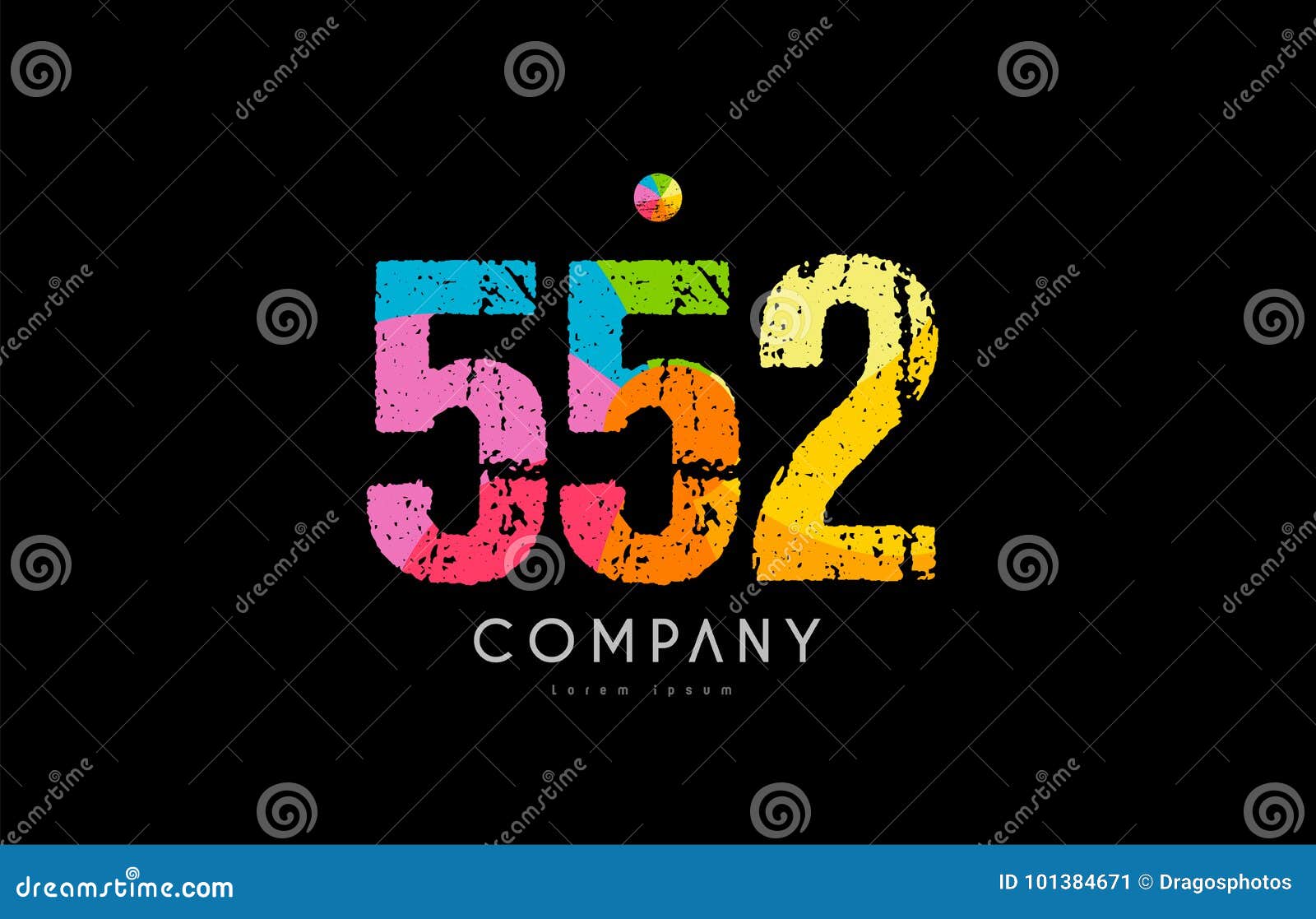 552 Number Grunge Color Rainbow Numeral Digit Logo Stock Vector ...