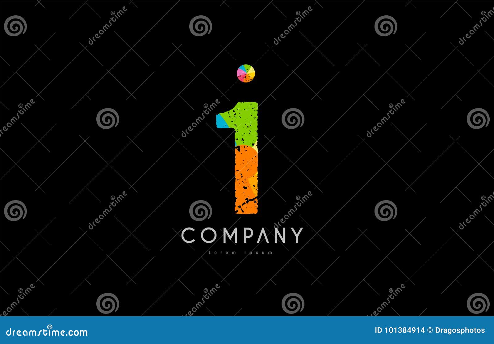 1 Number Grunge Color Rainbow Numeral Digit Logo Icon Design Stock ...