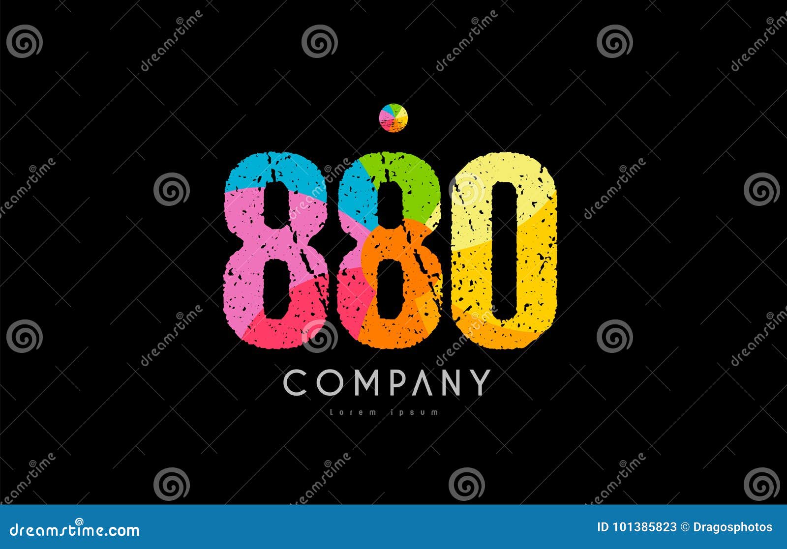 880 Number Grunge Color Rainbow Numeral Digit Logo Stock Illustration ...