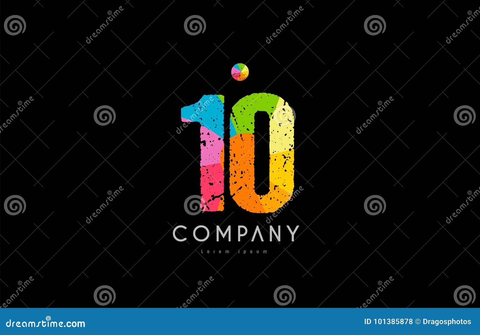 10 Number Grunge Color Rainbow Numeral Digit Logo Stock Vector ...
