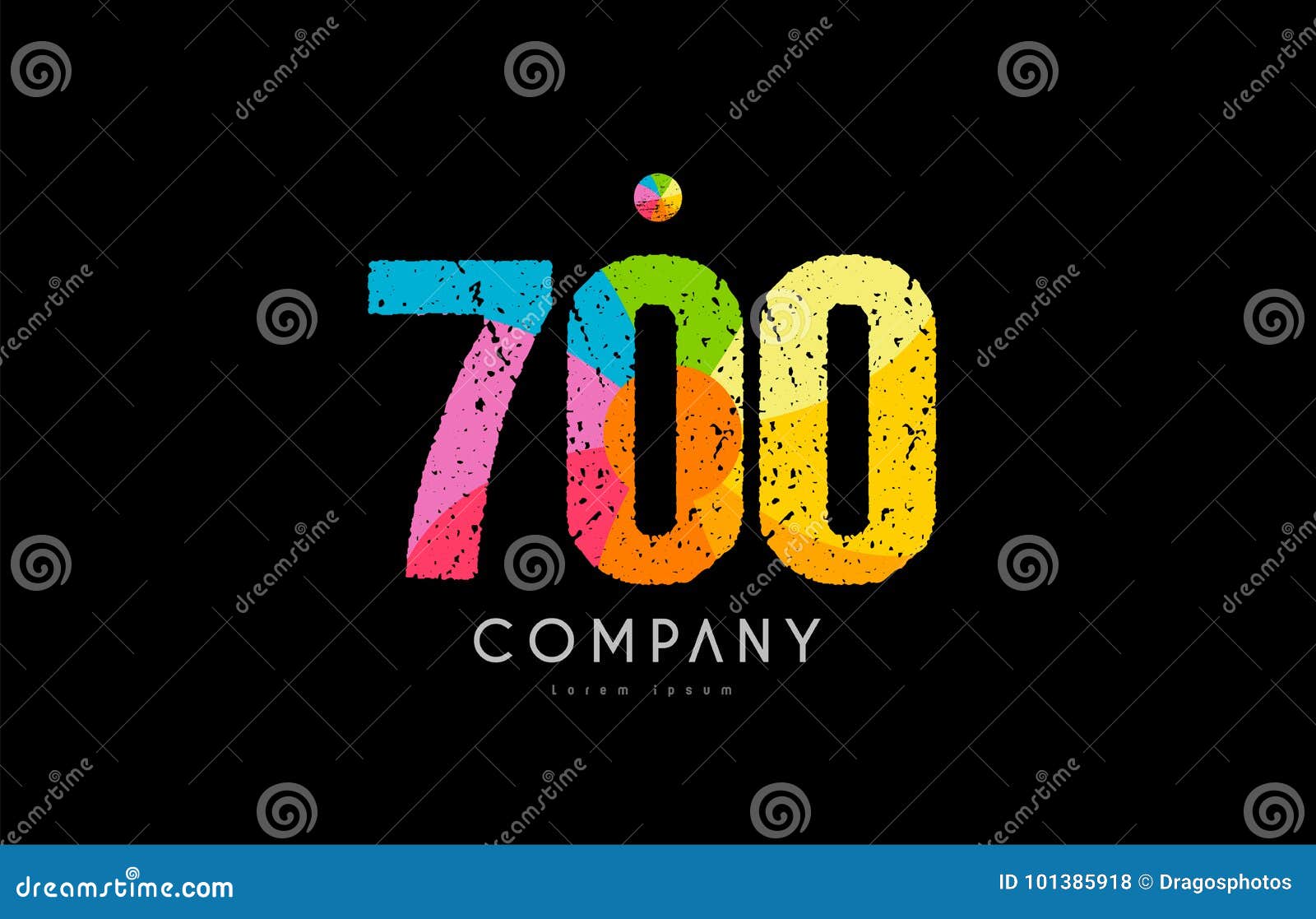 700 Number Grunge Color Rainbow Numeral Digit Logo Stock Vector ...