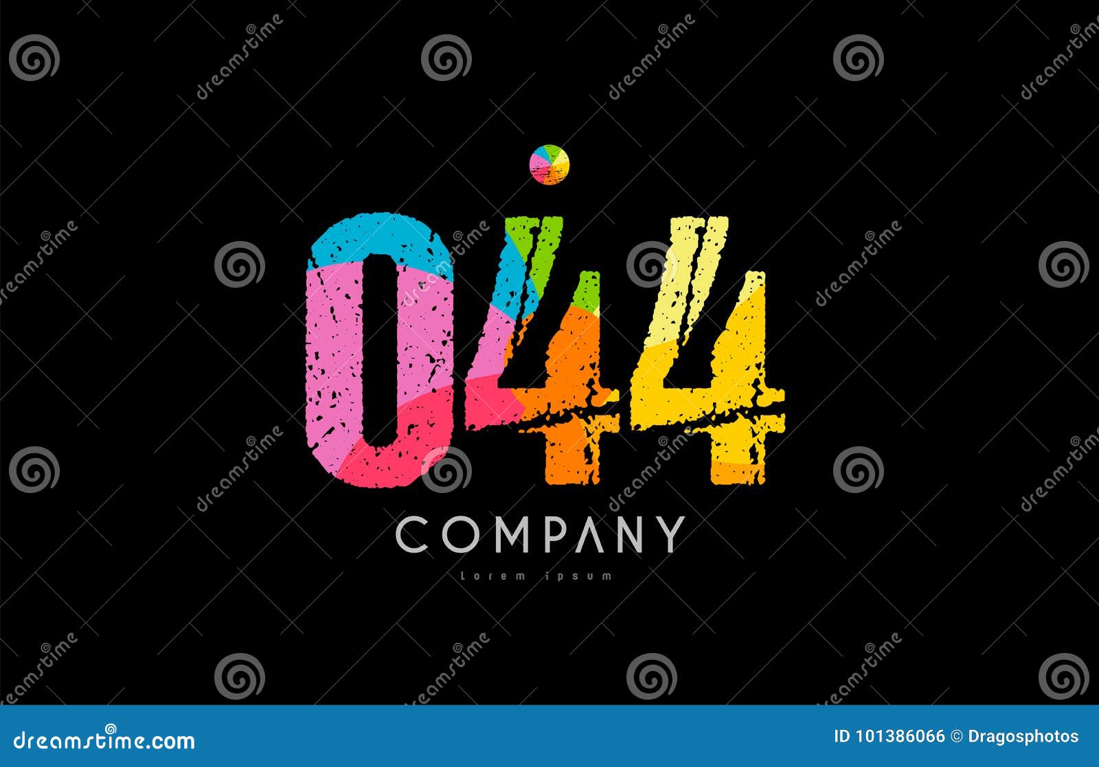 044 Number Grunge Color Rainbow Numeral Digit Logo Stock Illustration ...