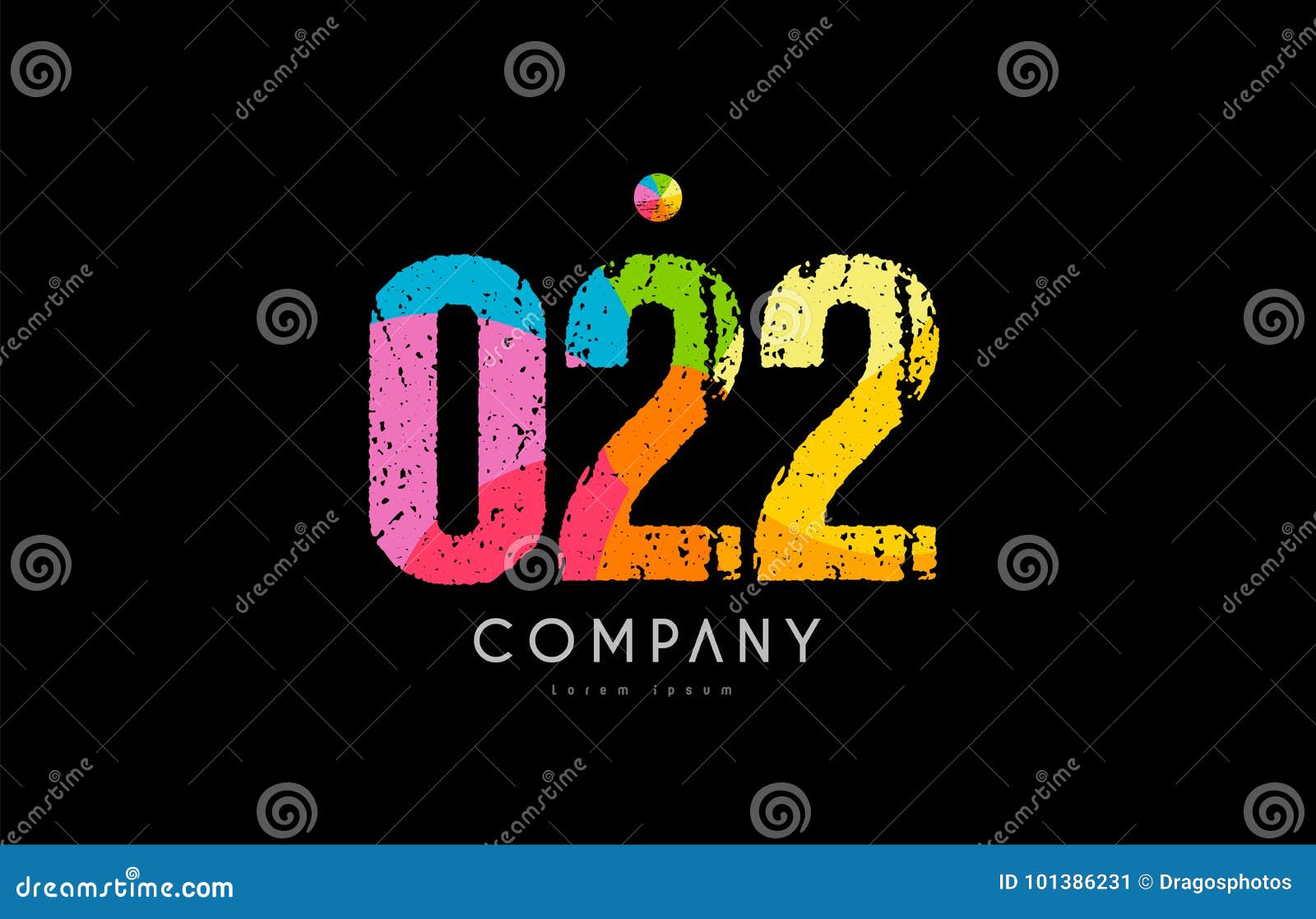 022 Number Grunge Color Rainbow Numeral Digit Logo Stock Illustration ...