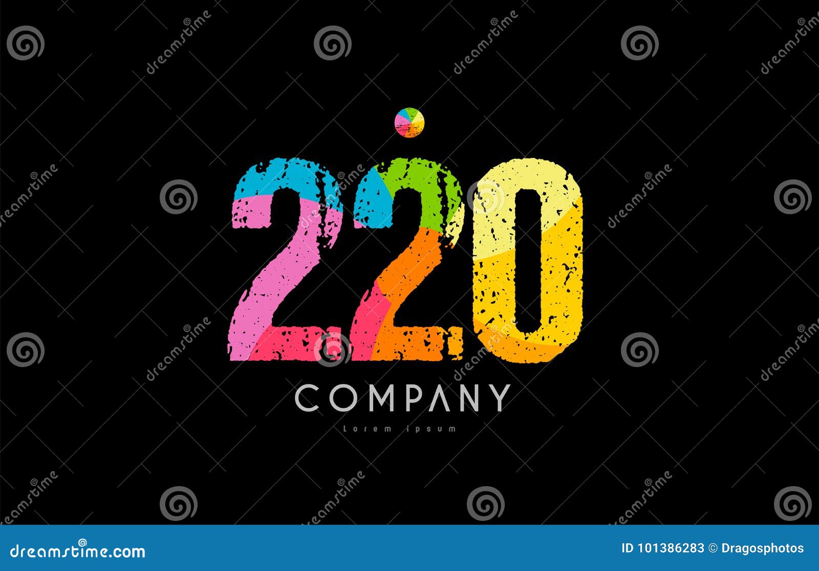 220 Number Grunge Color Rainbow Numeral Digit Logo Stock Illustration ...