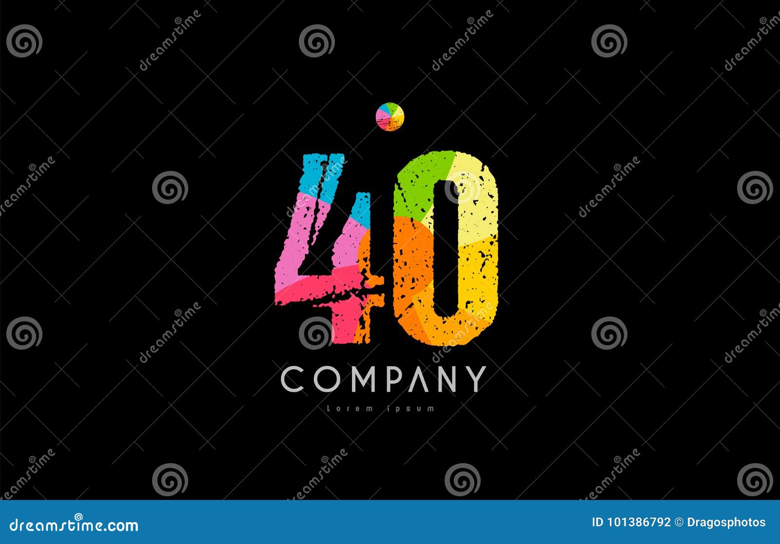 40 Number Grunge Color Rainbow Numeral Digit Logo Stock Illustration ...