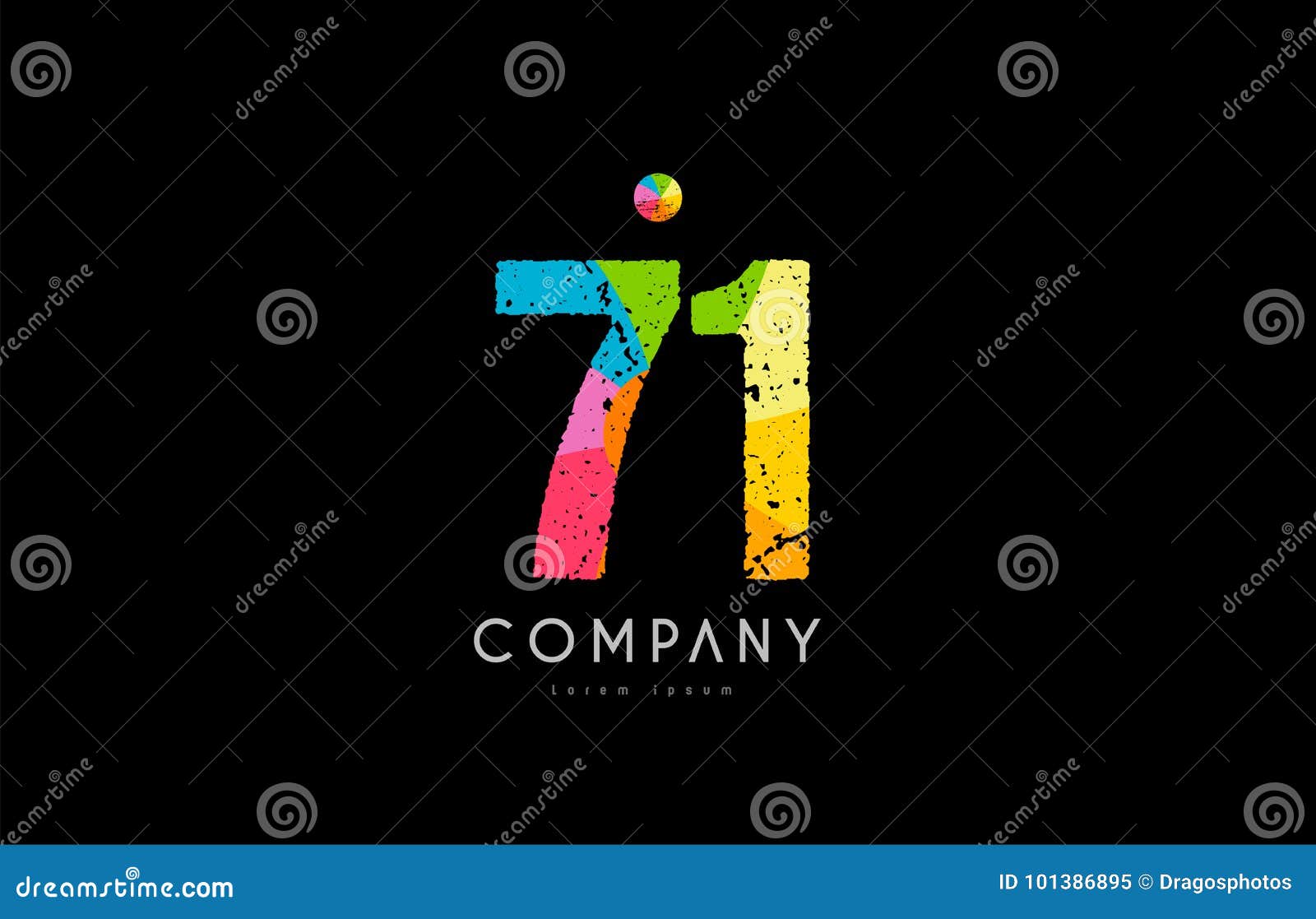 71 Number Grunge Color Rainbow Numeral Digit Logo Stock Illustration ...