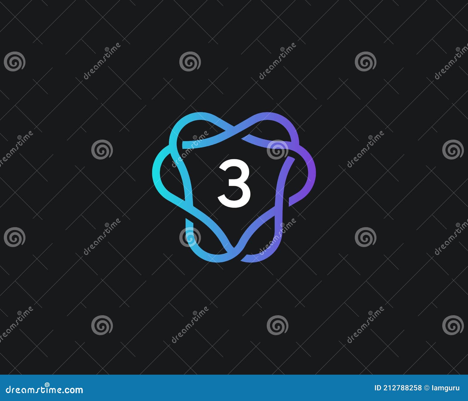 Number 3 Logo Icon Design Template. Creative Linear Wreath Frame Emblem ...