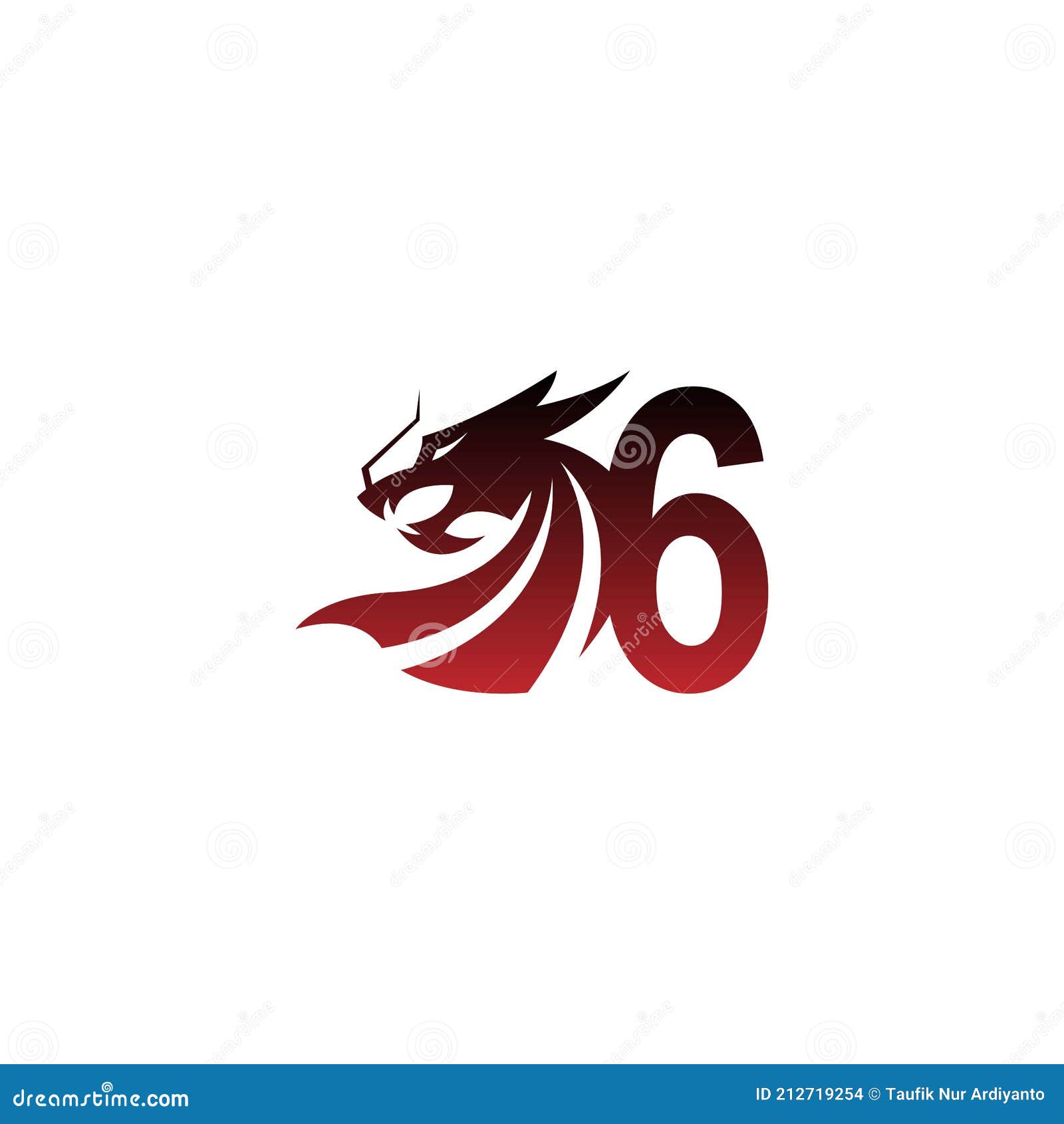 Number 6 Logo Icon with Dragon Design Vector Stock Vector ...