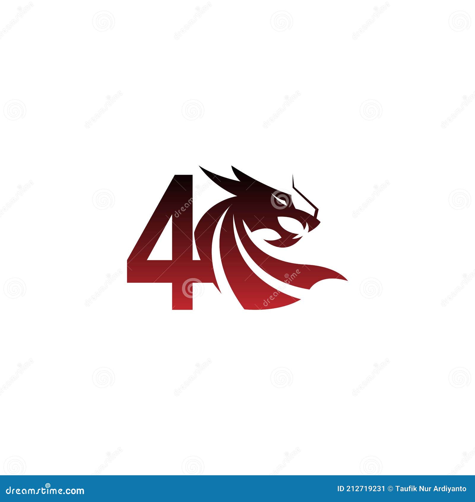Number 4 Logo Icon with Dragon Design Vector Stock Vector ...