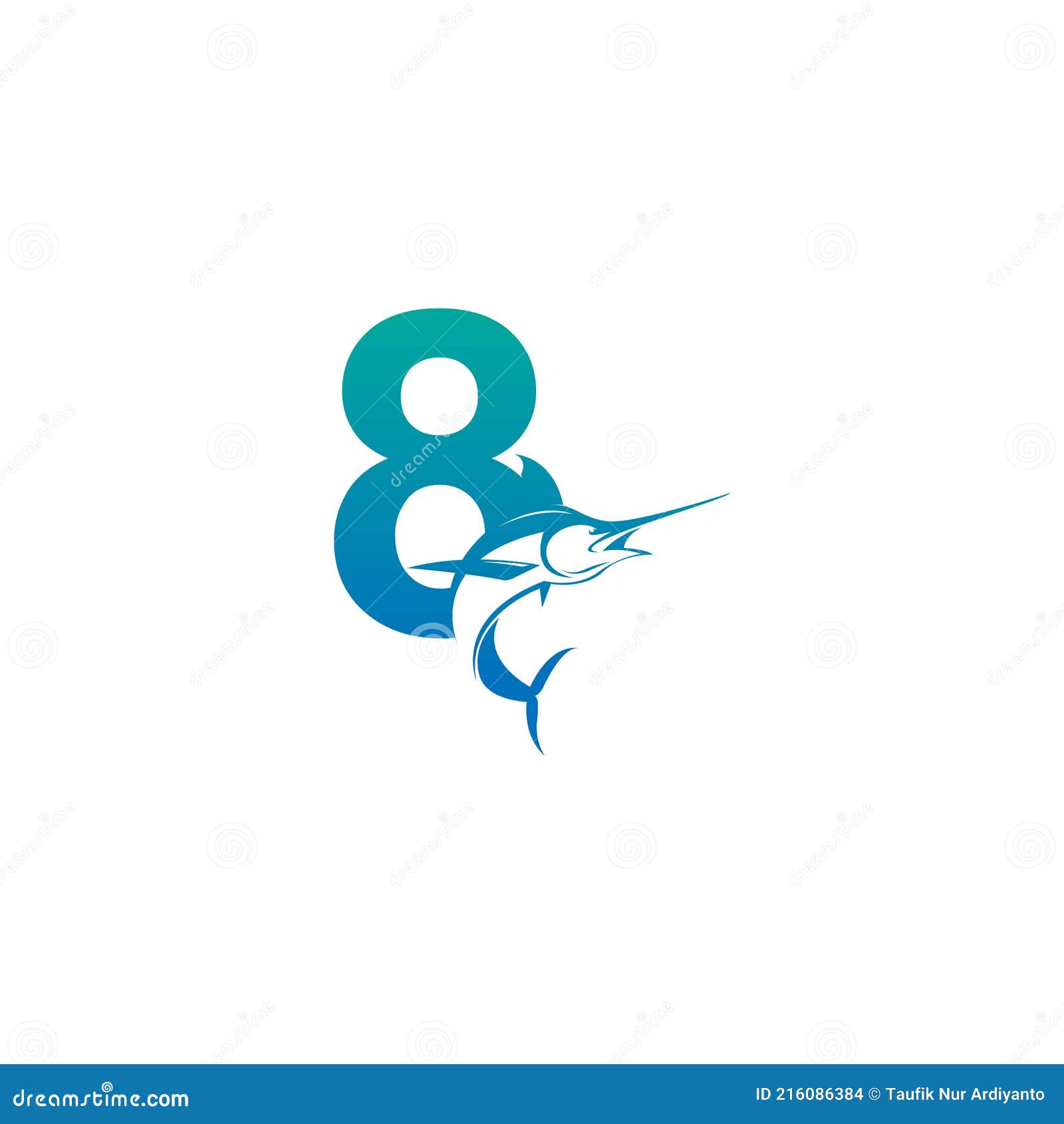 Number 8 Logo Icon with Fish Design Symbol Template Stock Vector ...