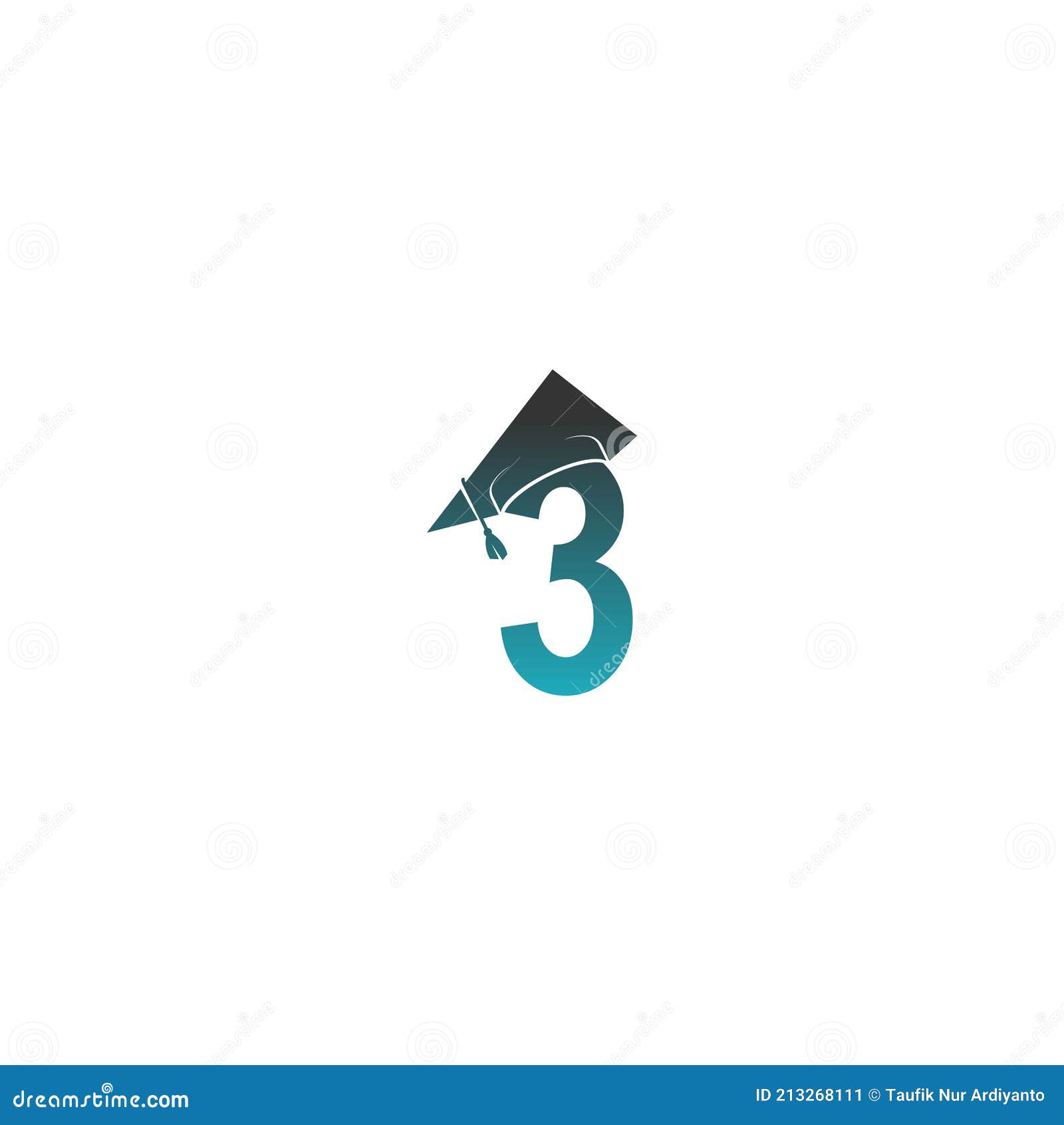 Number 3 Logo Icon with Graduation Hat Design Vector Stock Vector ...