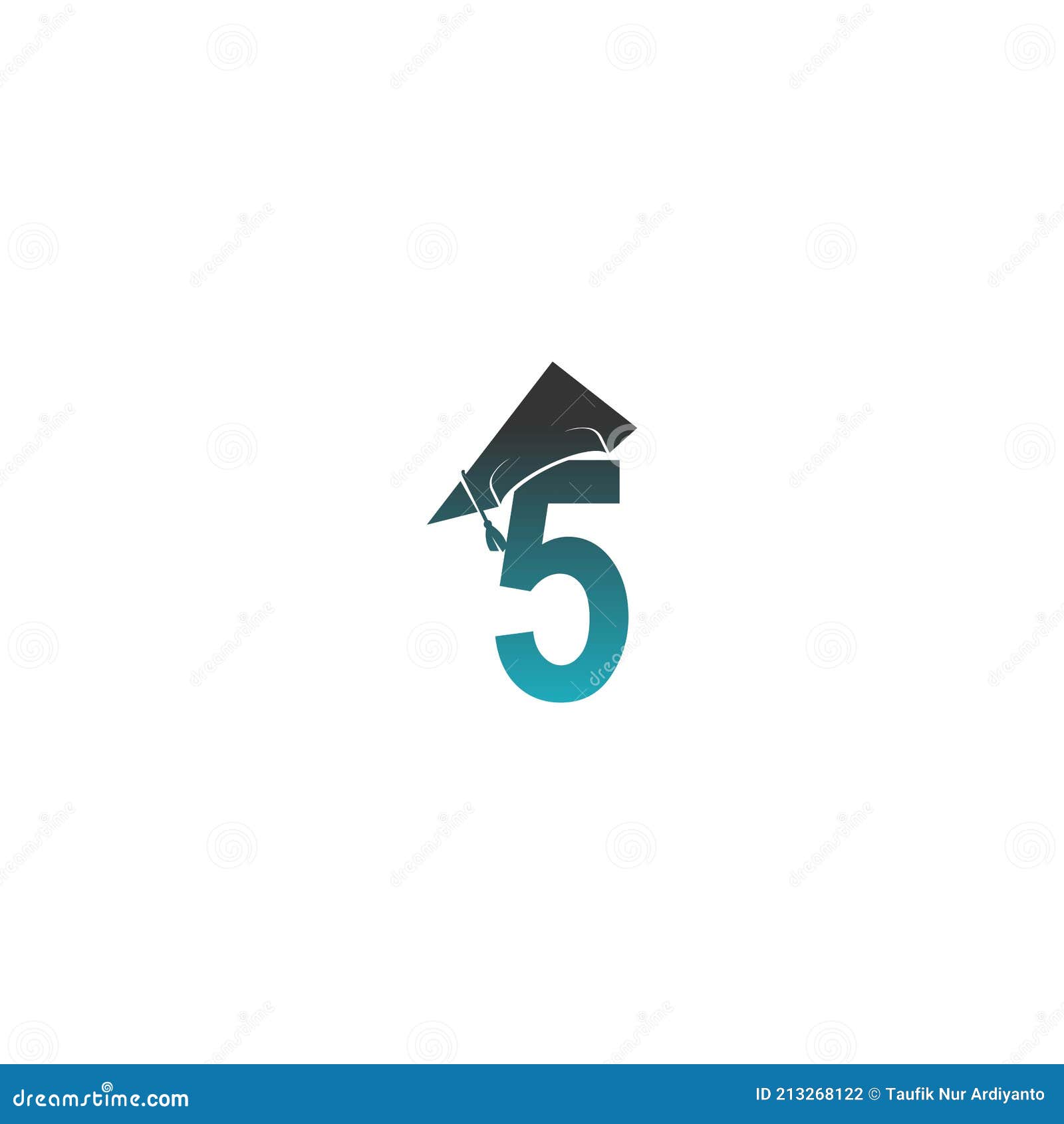 Number 5 Logo Icon with Graduation Hat Design Vector Stock Vector ...