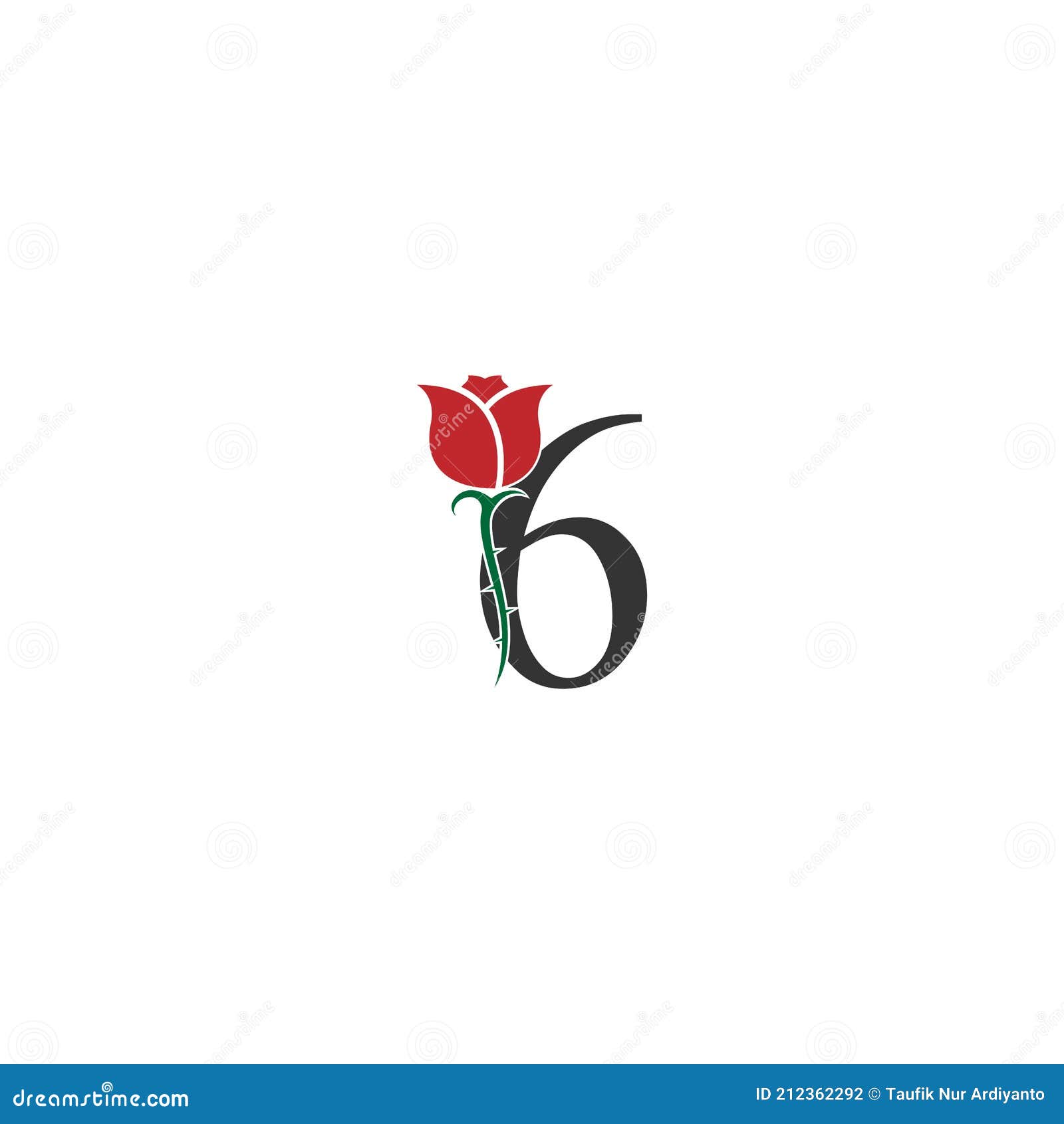Number 6 Logo Icon with Rose Design Vector Stock Vector - Illustration ...