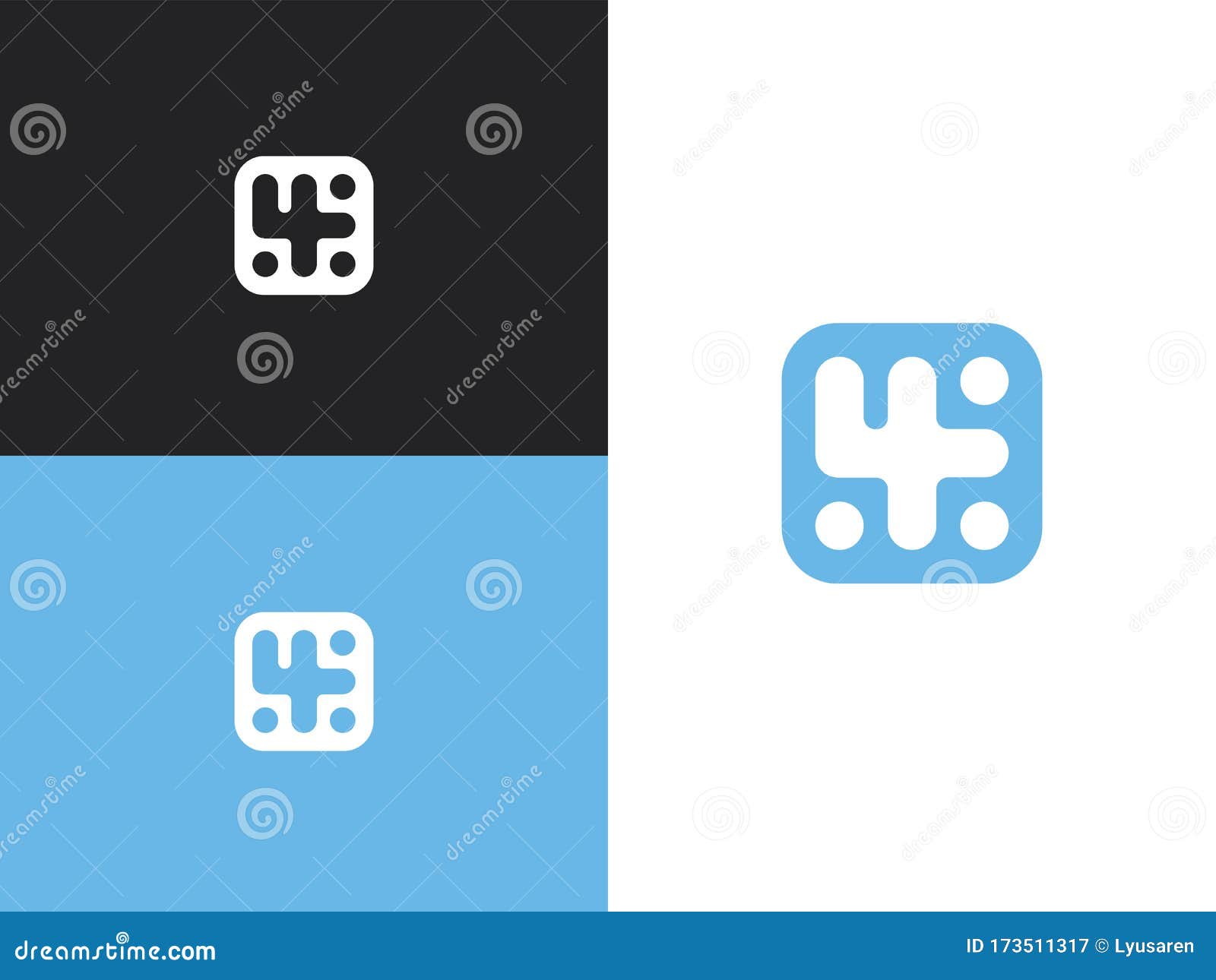 Number 4 Logo Icon in Square Rounded Shape Stock Illustration ...
