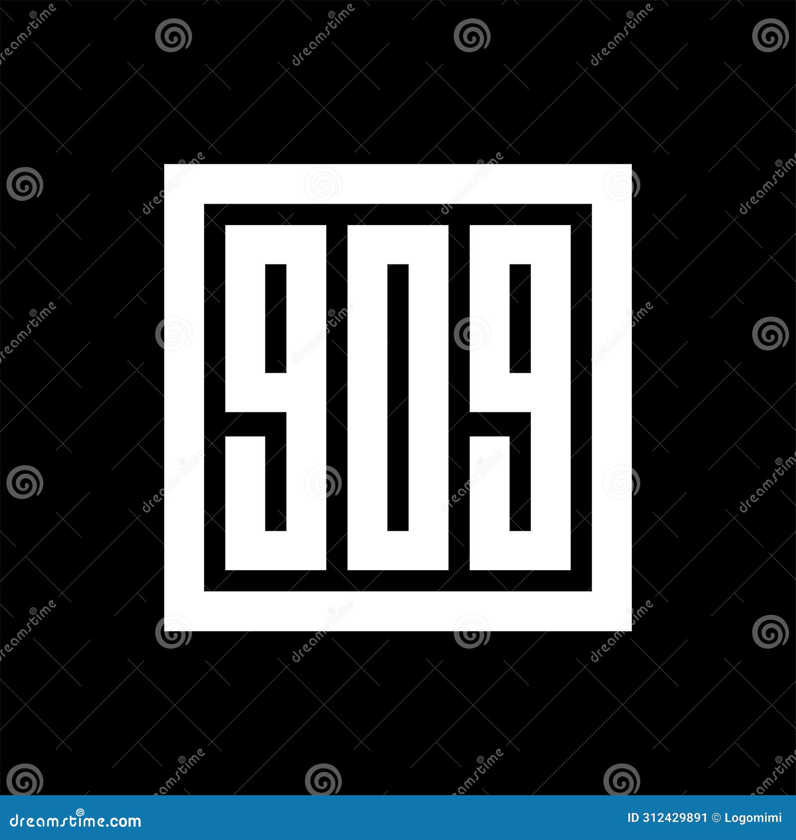 Number 909 Logo Monogram, Square Typography Vector Illustration Stock ...