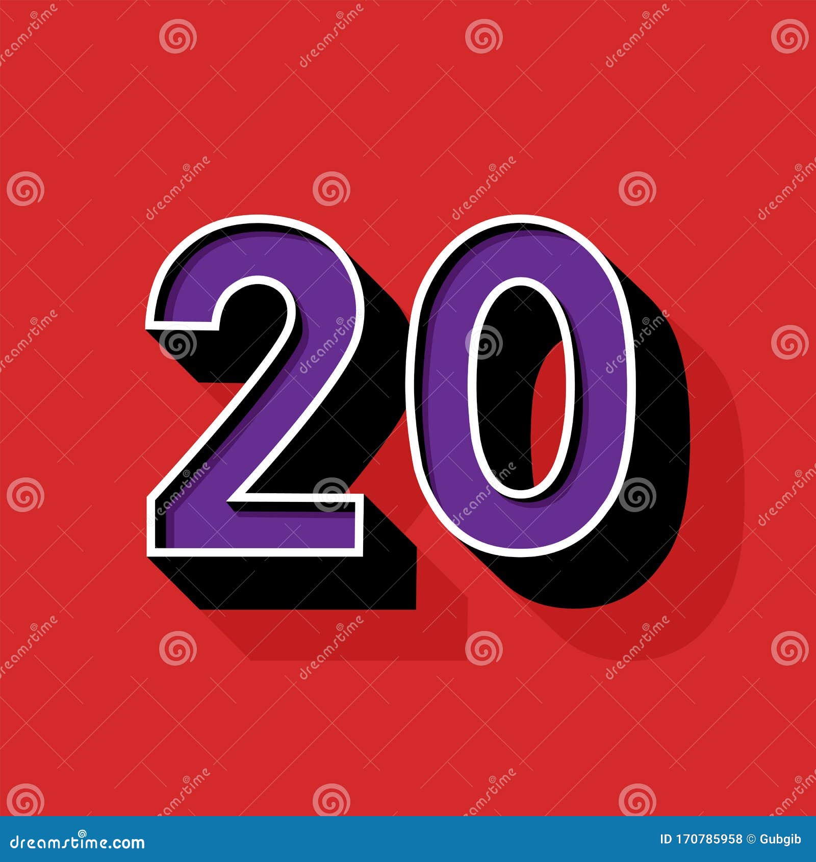 Number 20 Logo on Red Background Stock Vector - Illustration of date ...