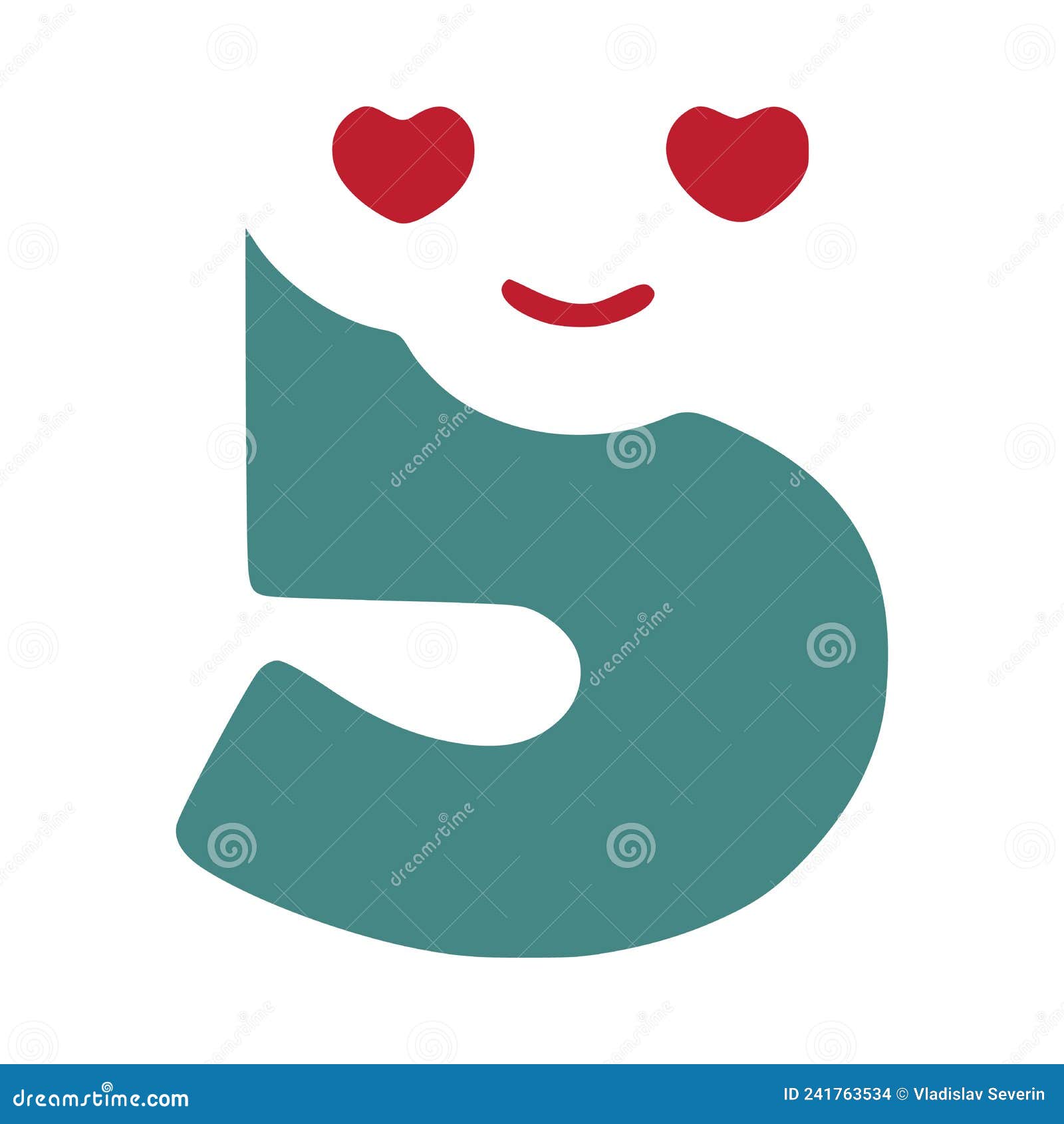 Number 5 in Love Cute Smiley Stock Vector - Illustration of smiley ...