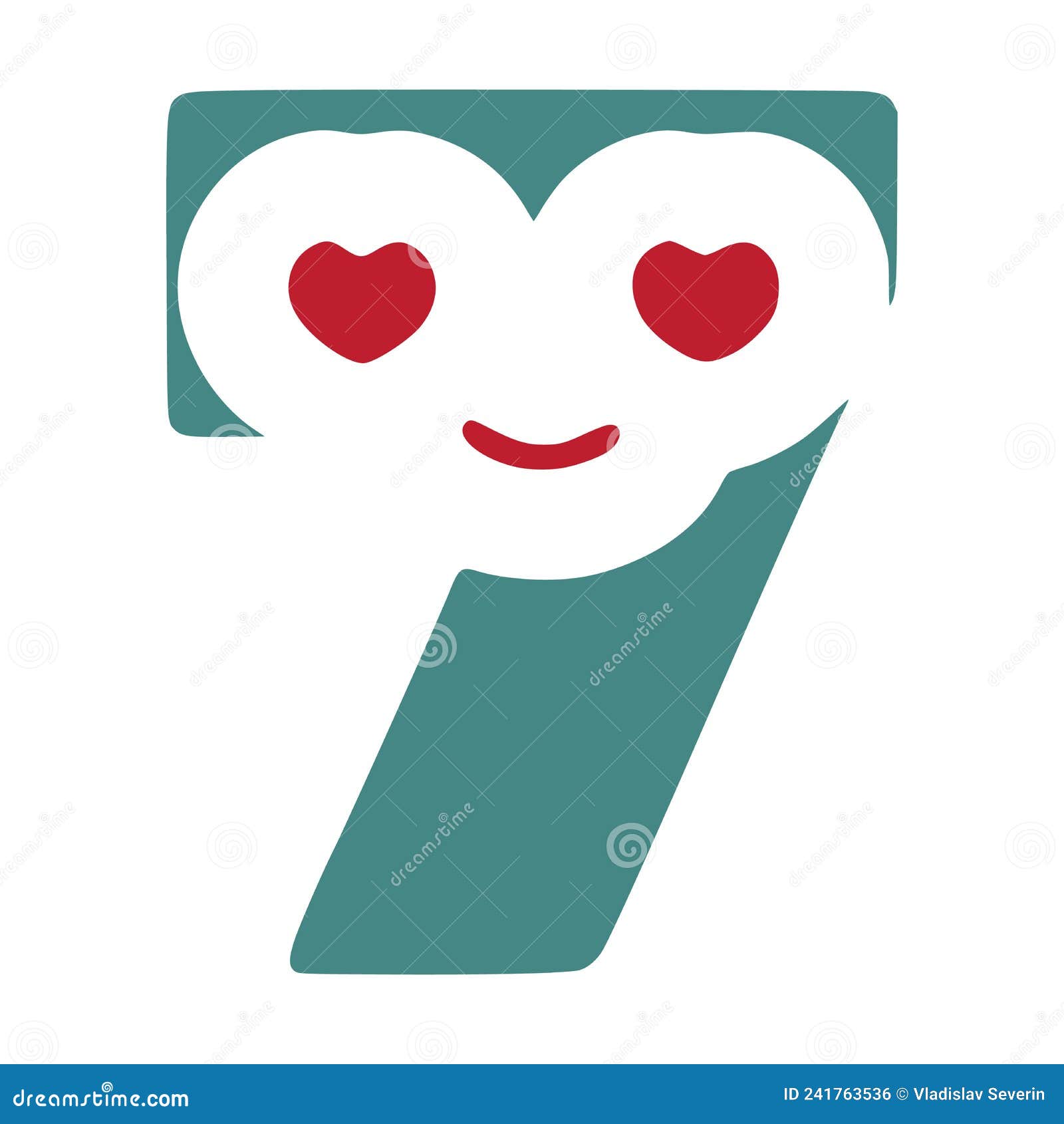 Number 7 in Love Cute Smiley Stock Vector - Illustration of comic ...