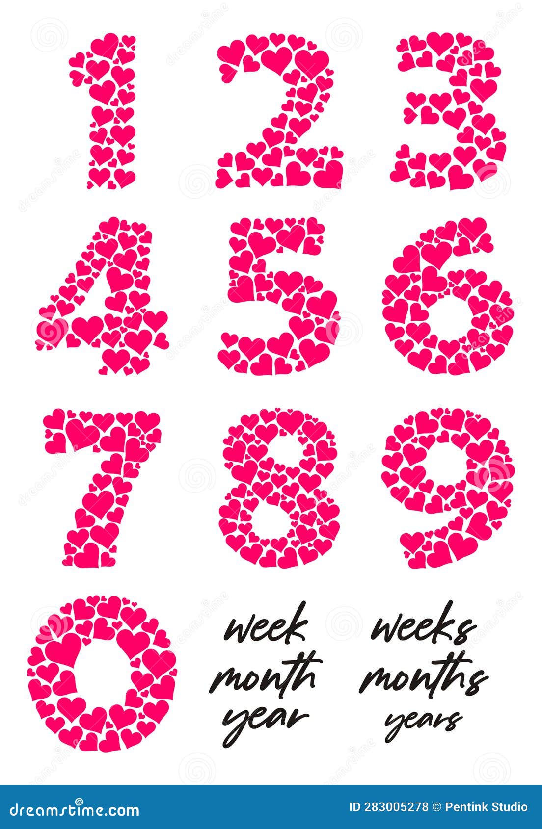 Number Love Set Vector Baby Milestones Stock Vector - Illustration of ...