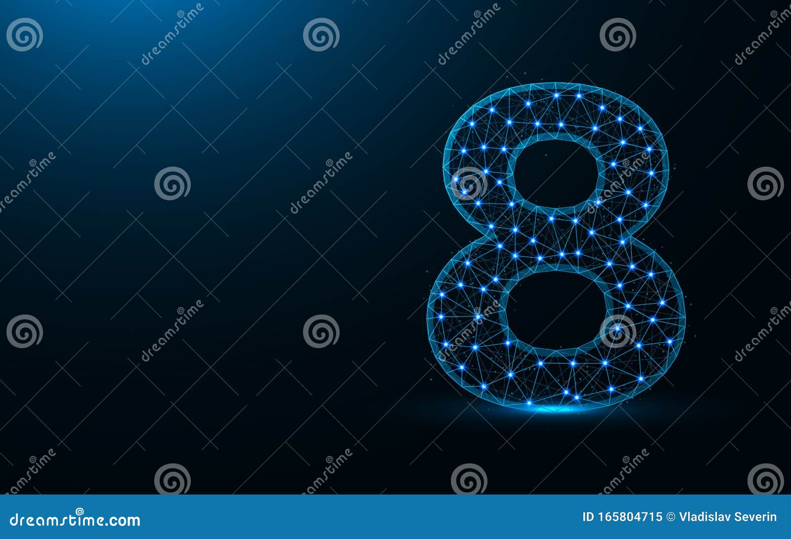 Number 8 low poly design stock illustration. Illustration of glow ...