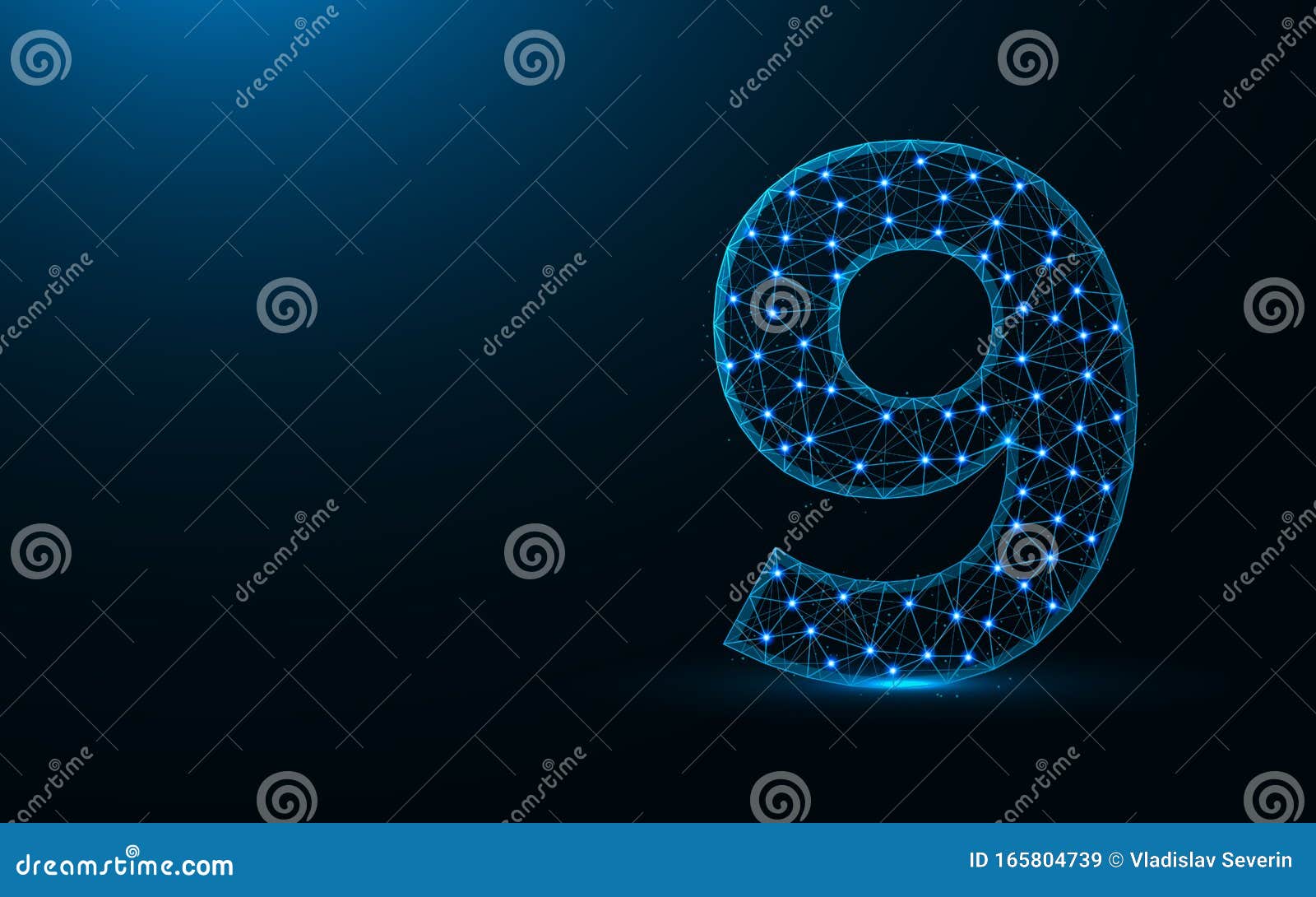 Number 9 low poly design stock illustration. Illustration of polygonal ...