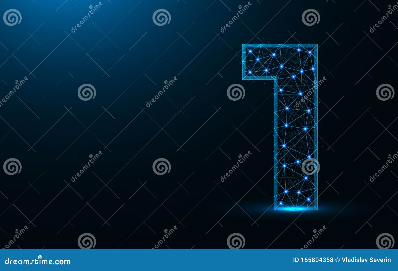 Number 1 Low Poly Design, Mathematics Abstract Geometric Image Stock ...