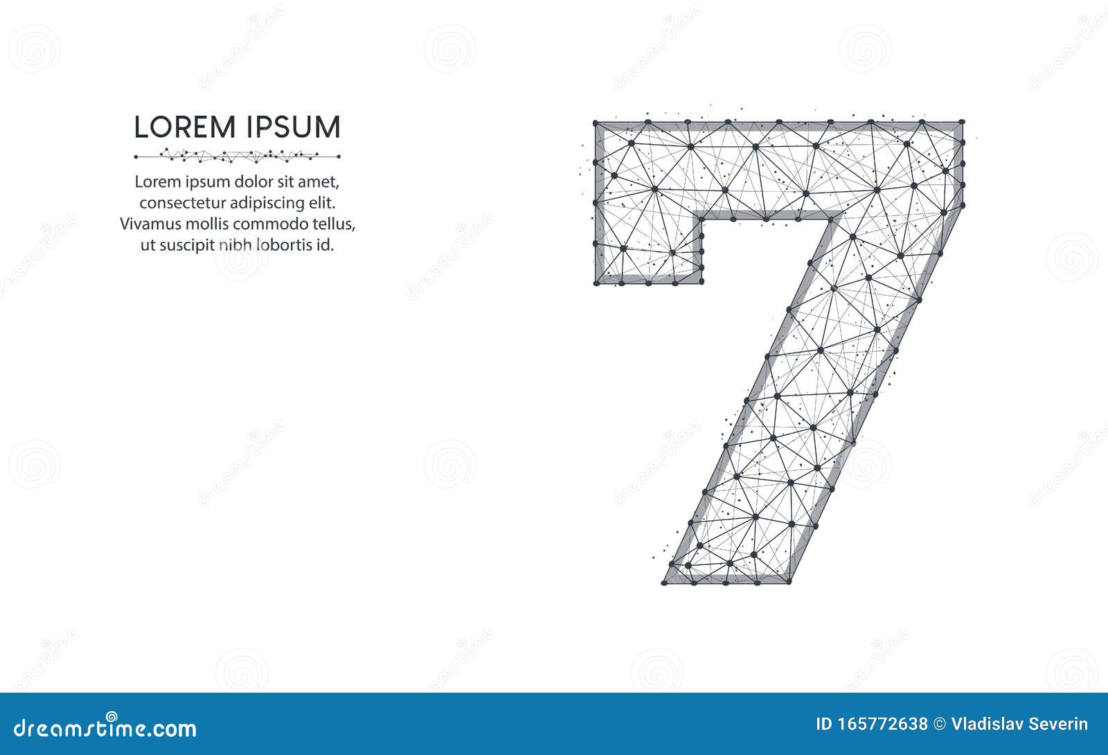 Number 7 Low Poly Design, Seven Wireframe Mesh Polygonal Vector ...