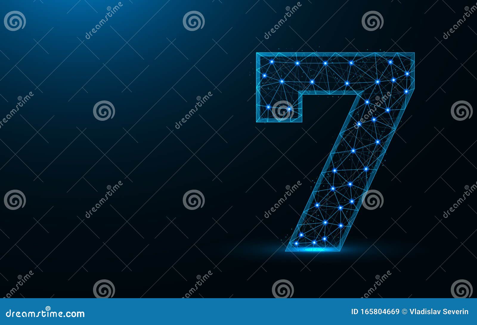 Number 7 low poly design stock illustration. Illustration of numeral ...