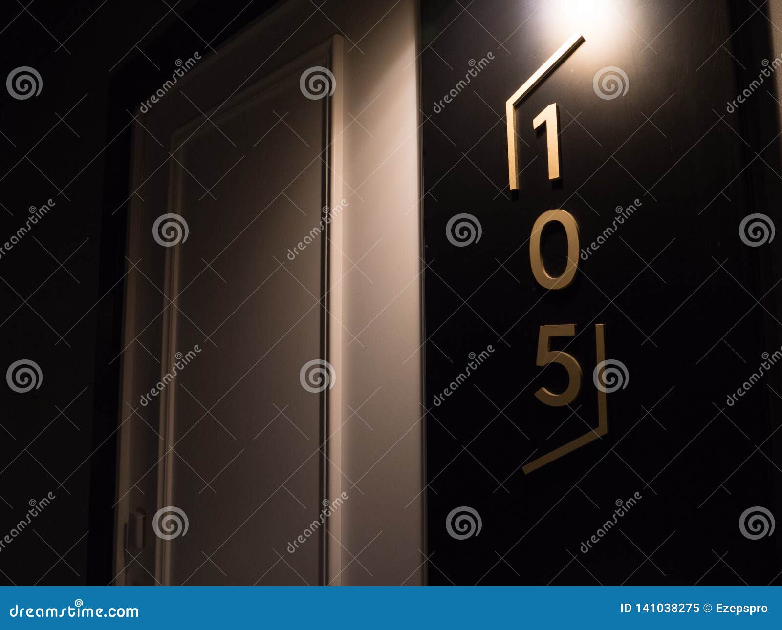 Number 105 in Luxury Hotel Room Door Stock Image - Image of closeup ...