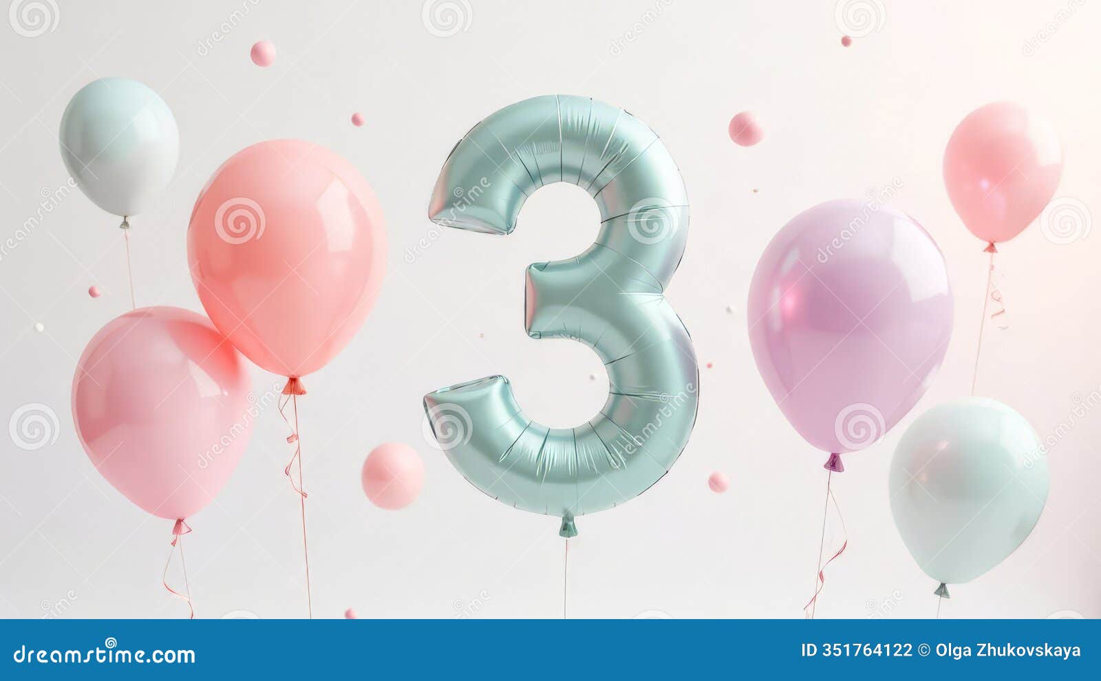 Number 3 Made from Balloon on White Background Stock Illustration ...