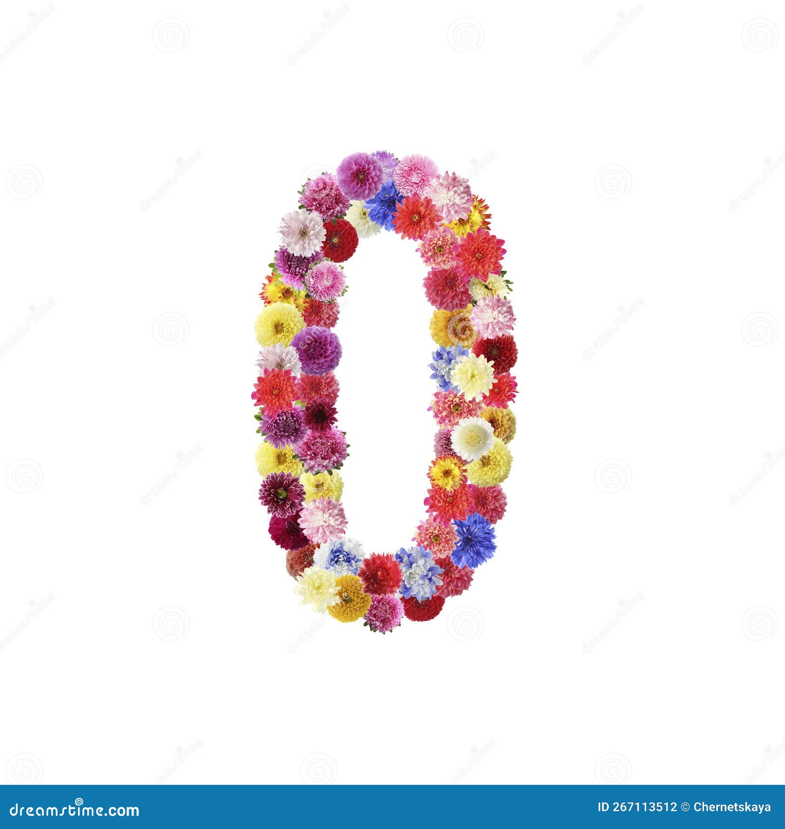 Number 0 Made of Beautiful Flowers on White Background Stock ...