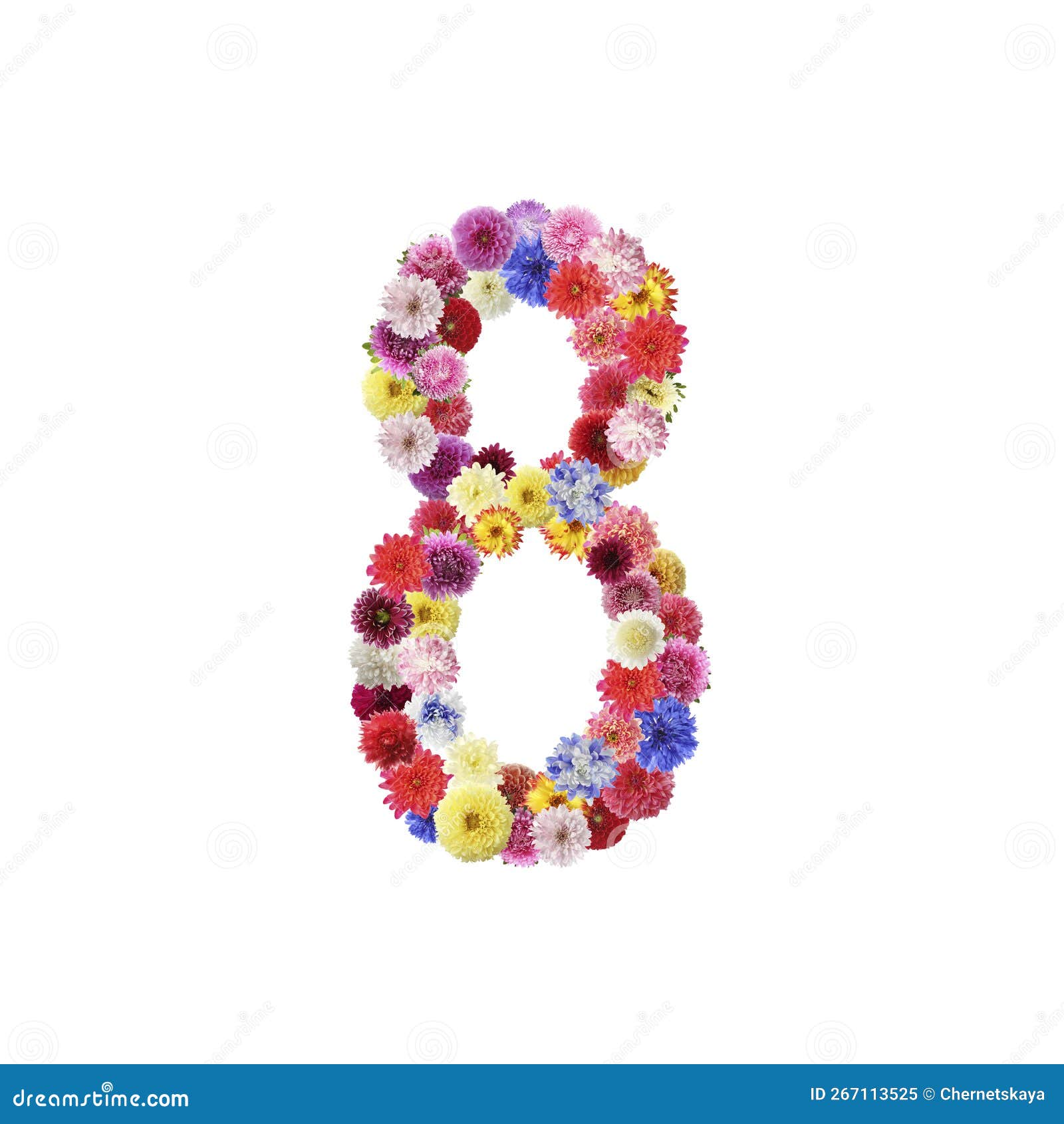 Number 8 Made of Beautiful Flowers on White Background Stock ...