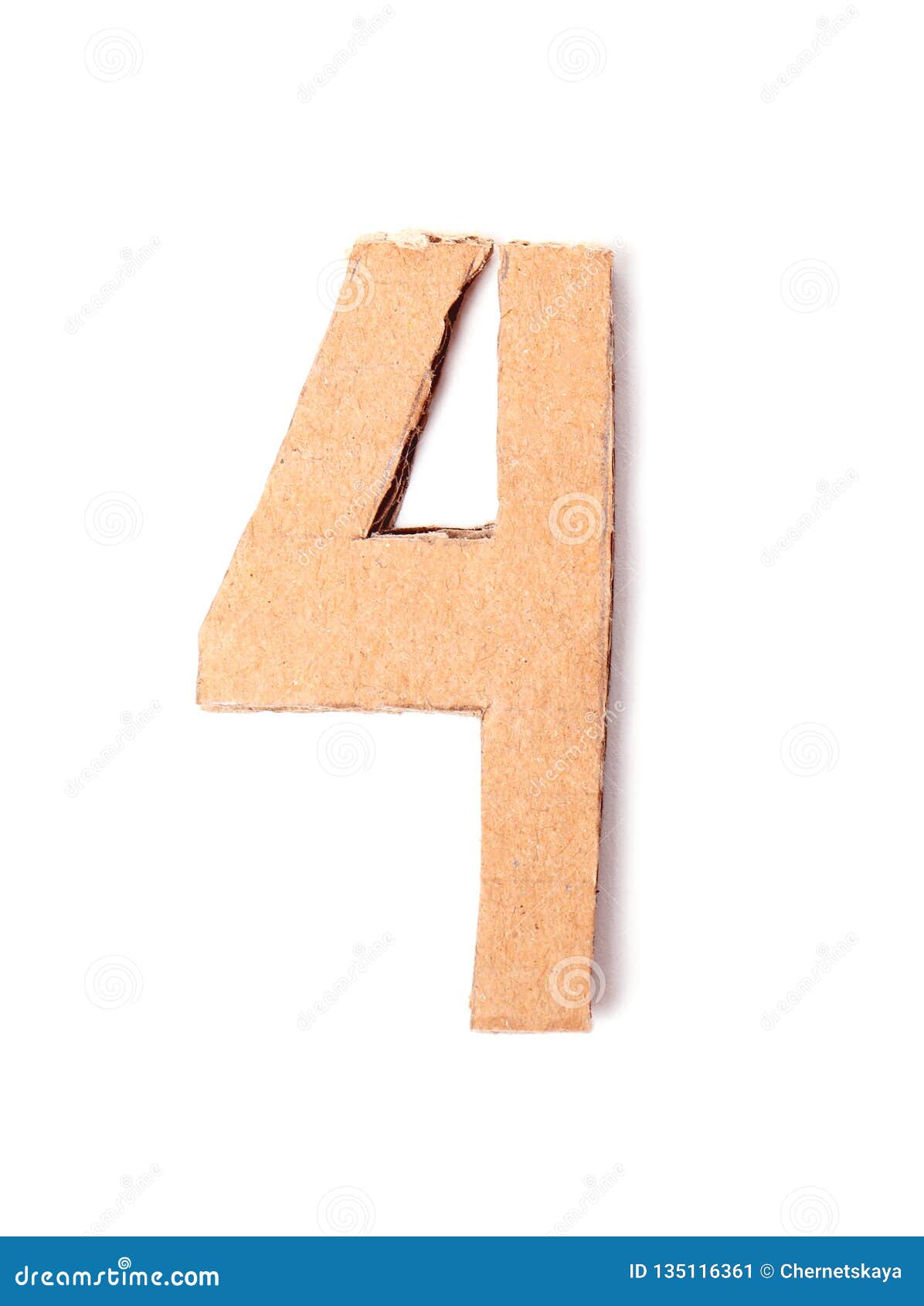 Number 4 Made of Brown Cardboard Stock Image - Image of ecological ...