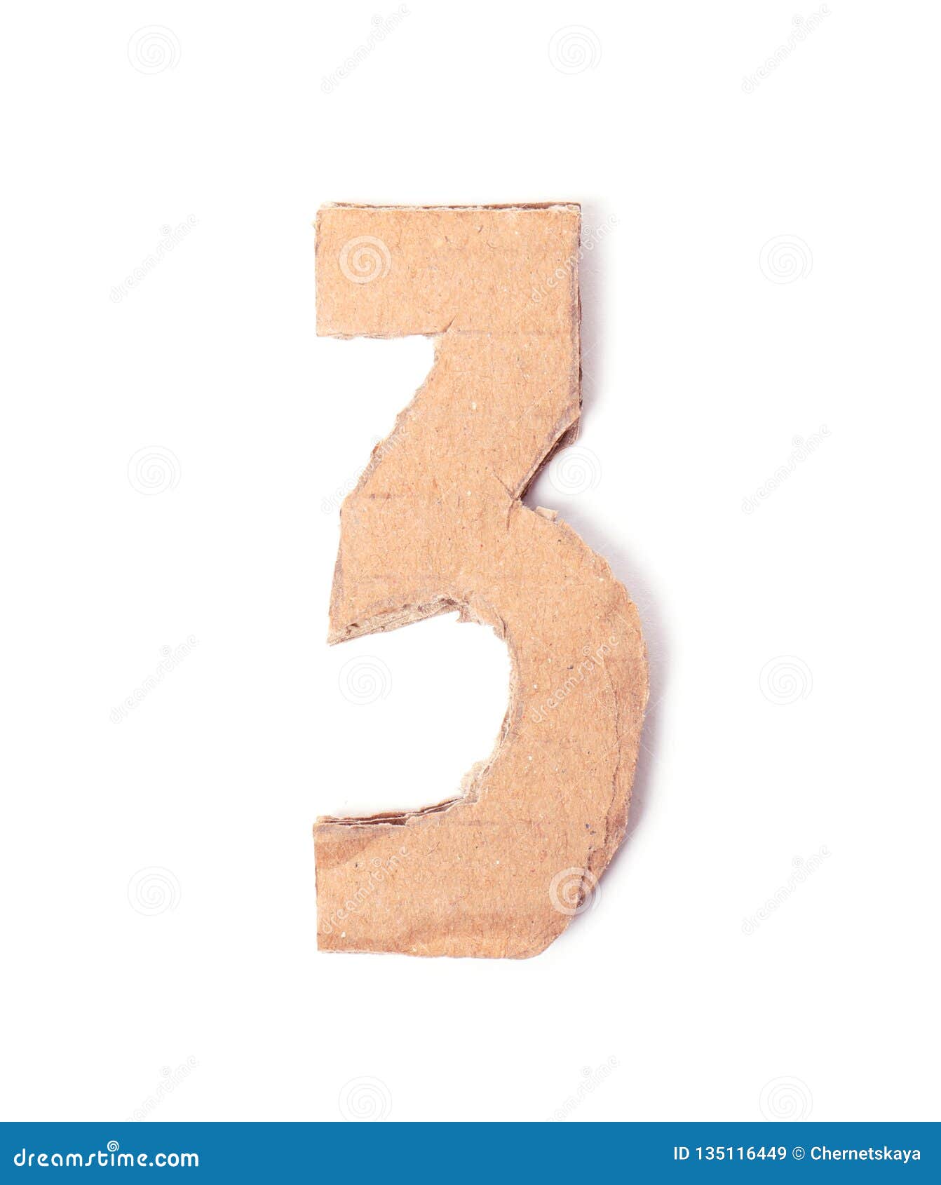 Number 3 Made of Brown Cardboard Stock Image - Image of design, craft ...