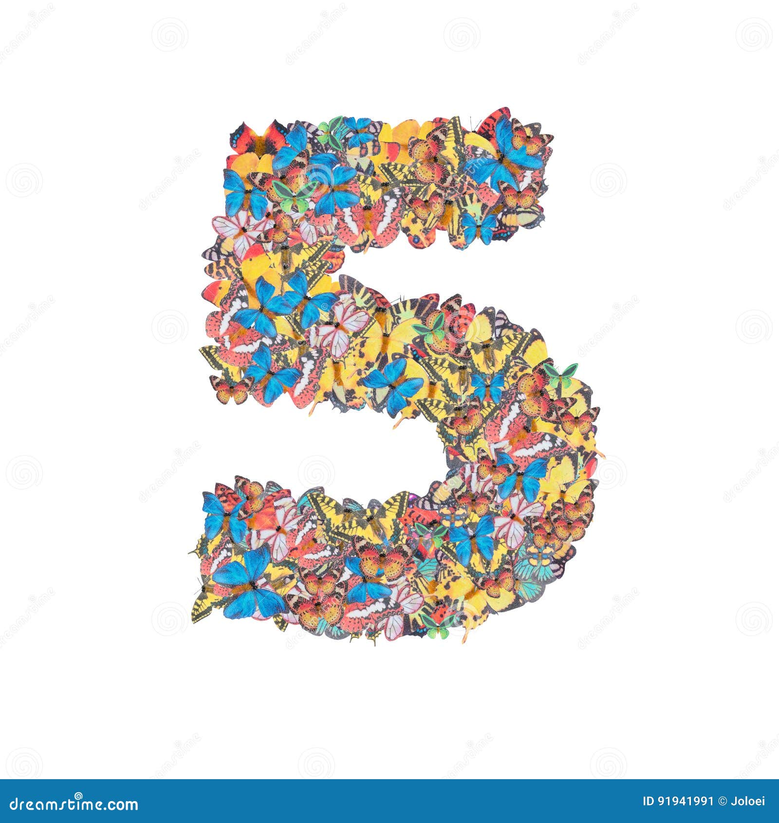 Number 5 Made from Butterfly Stock Image - Image of fake, wings: 91941991