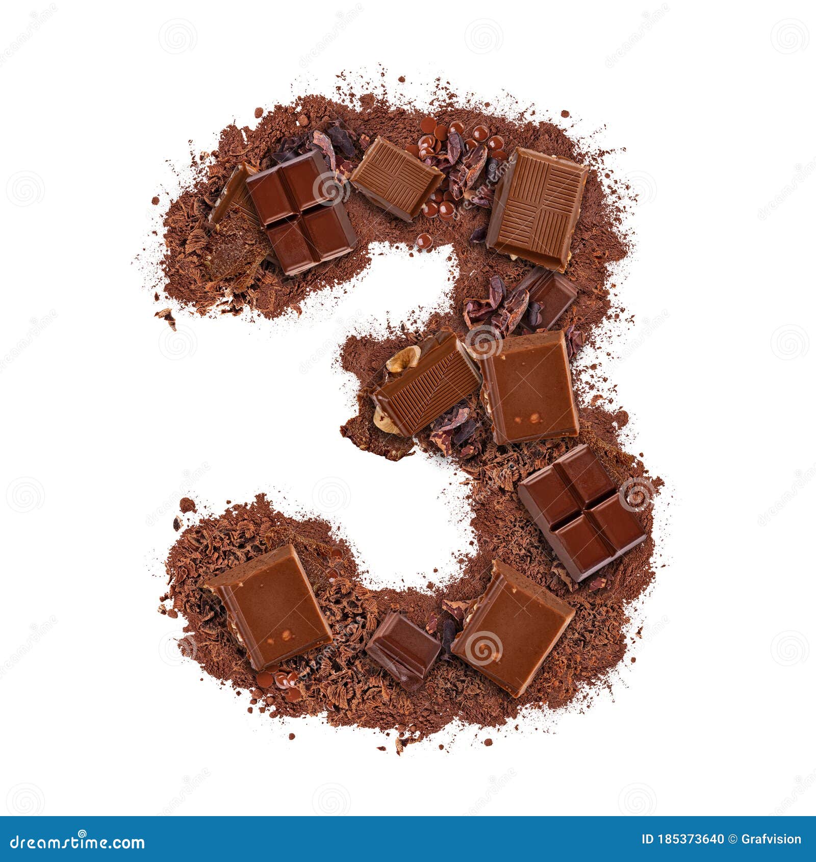 Number 3 Made of Chocolate Bar Stock Photo - Image of chocolate ...