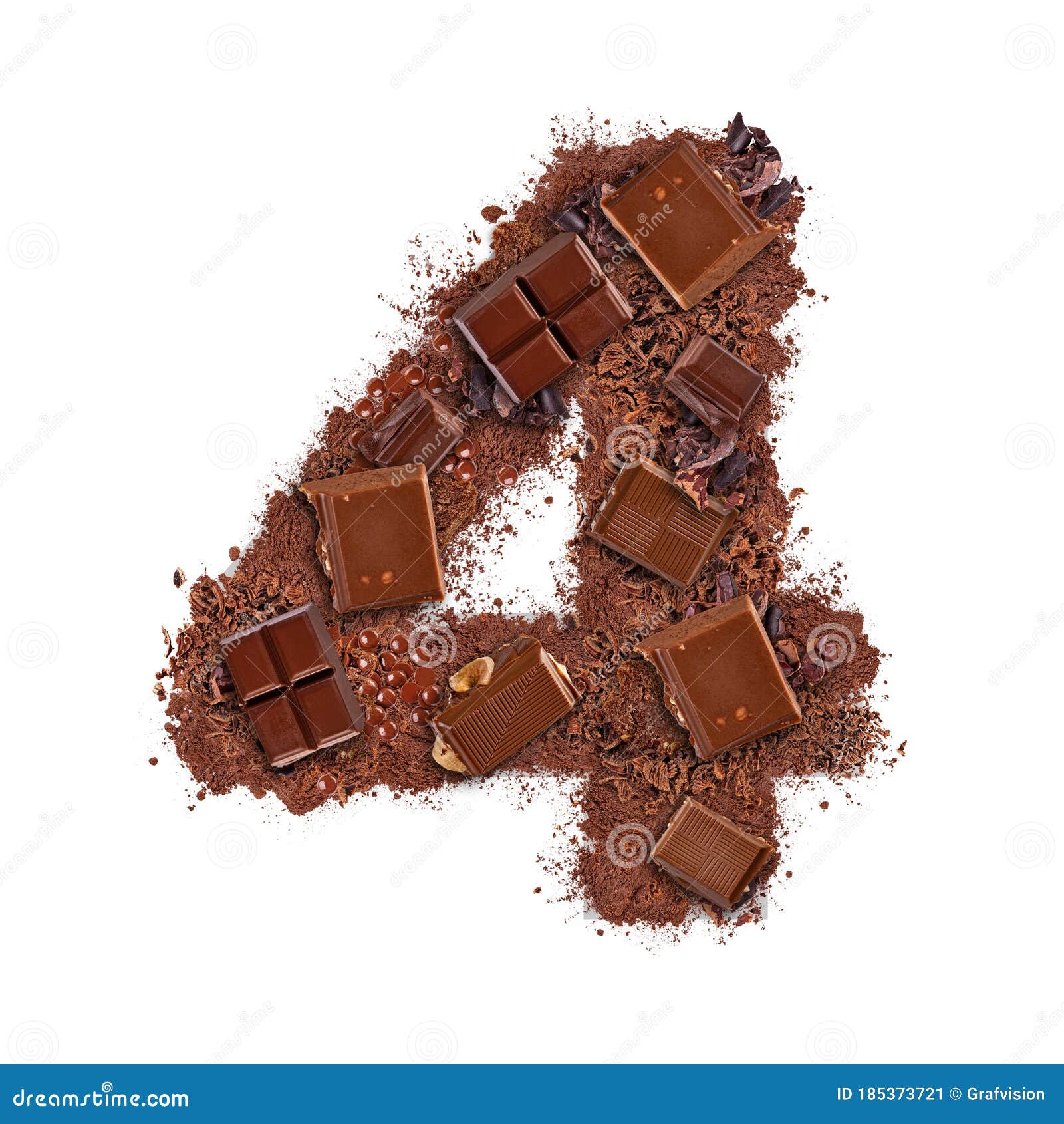 Number 4 Made of Chocolate Bar Stock Image - Image of font, text: 185373721