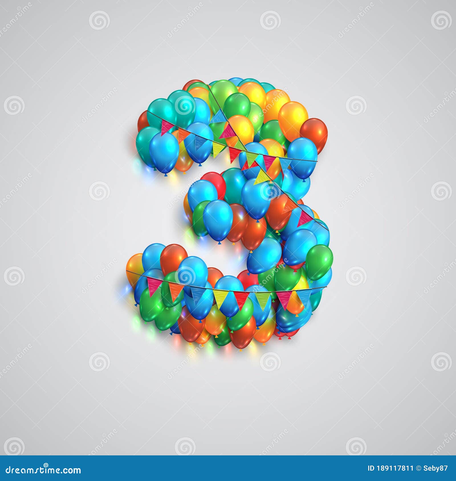 Number Made by Colorful Balloons, Vector Stock Vector - Illustration of ...