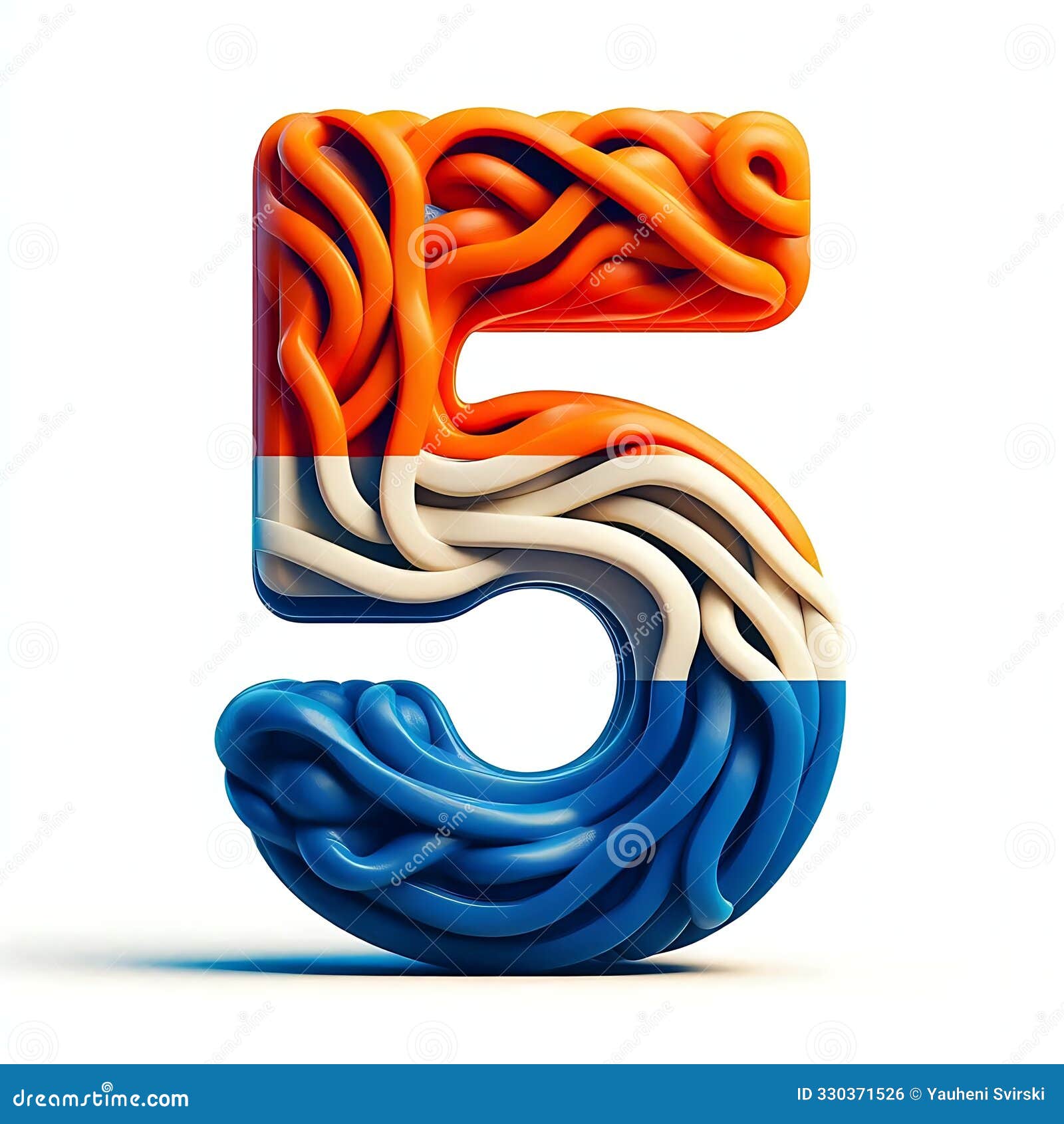 The Number 5 is Made of Colorful Strings. it is a Creative and Unique ...