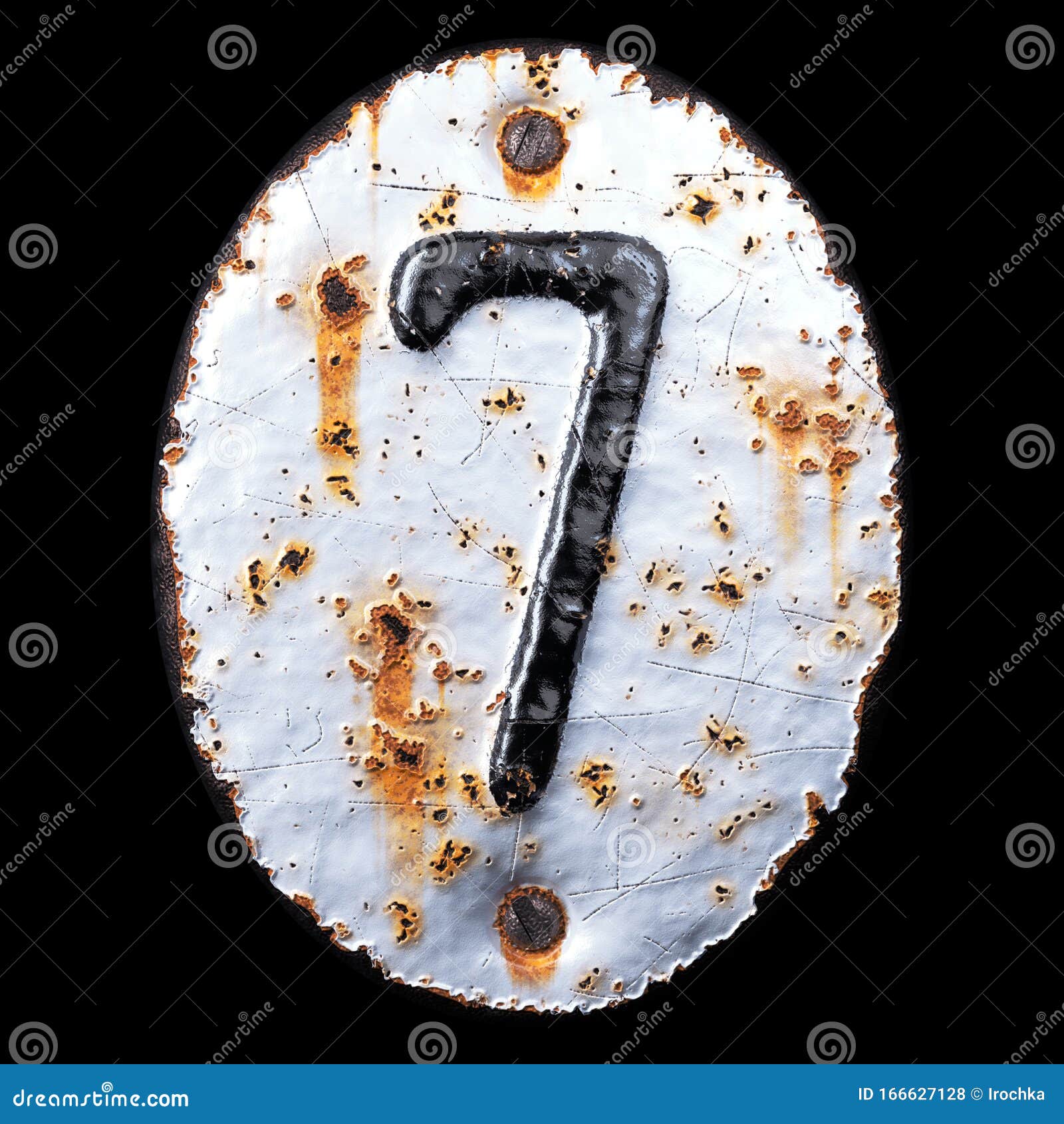 Number 7 Made of Forged Metal on the Background Fragment of a Metal ...