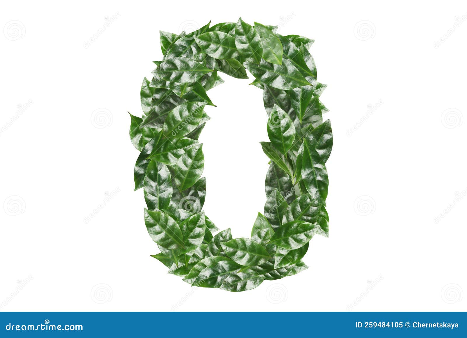 Number 0 Made of Fresh Green Leaves on White Background Stock Image ...