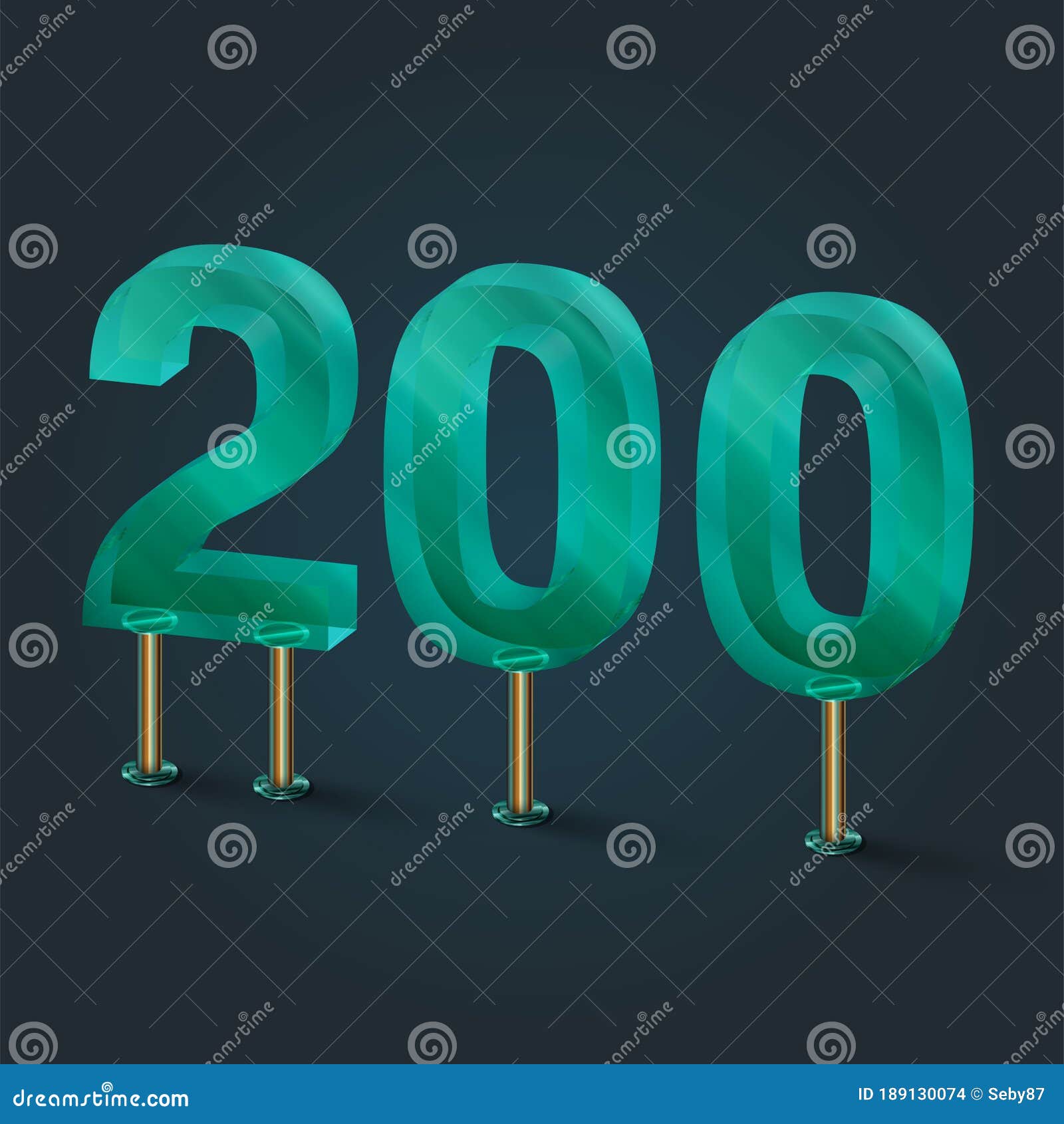 Number Made by Glass, Vector Stock Vector - Illustration of font, dark ...